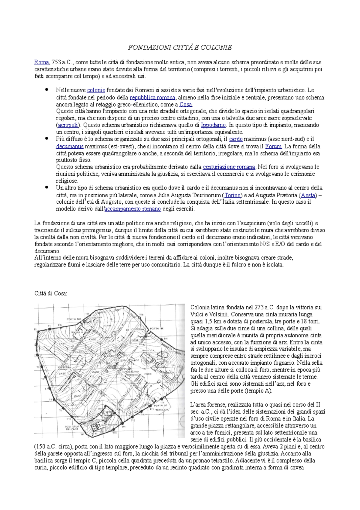 Città romane - Analisi della fondazione di Roma e delle principali ...