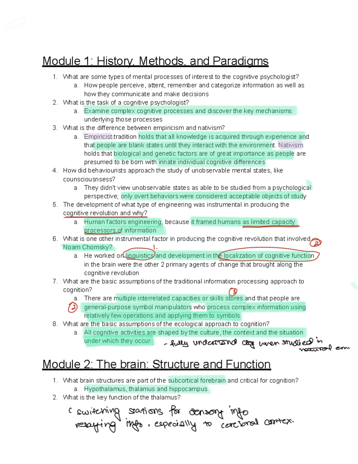 Psych 207 concept questions f Km YI Copy - Module 1: History, Methods ...