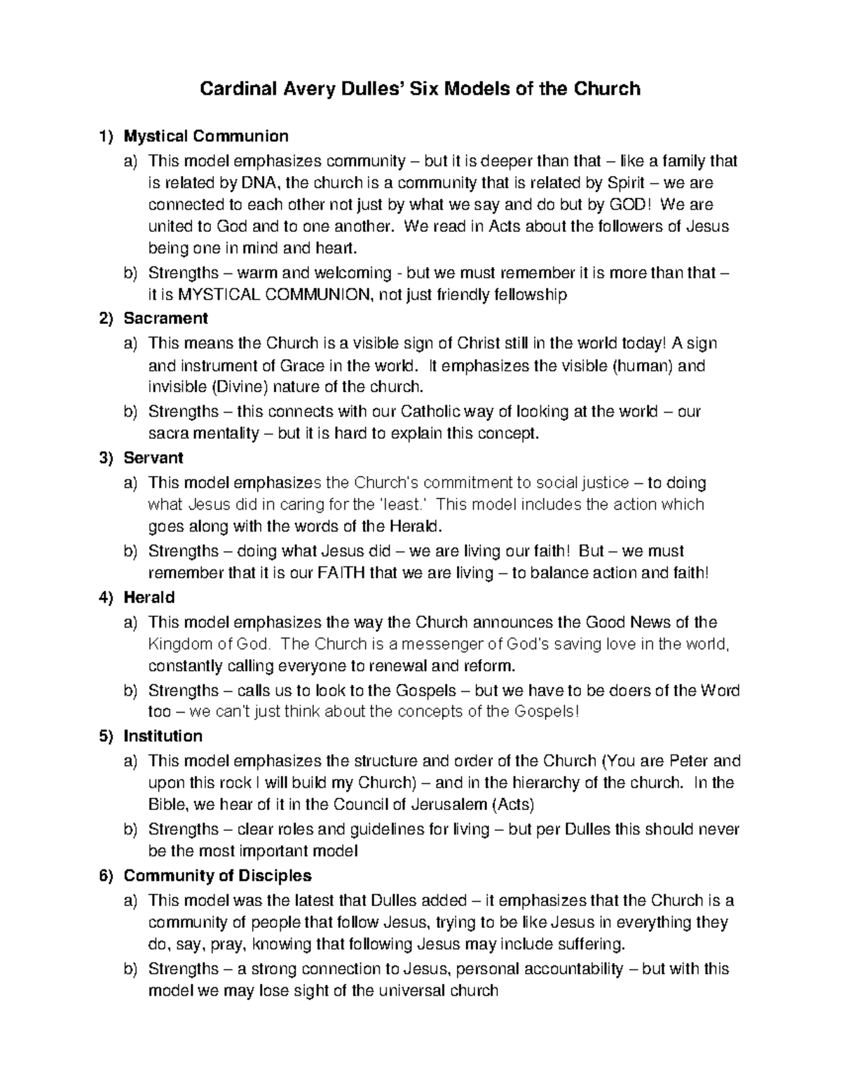 Scribd - fad - Cardinal Avery Dulles’ Six Models of the Church Mystical ...