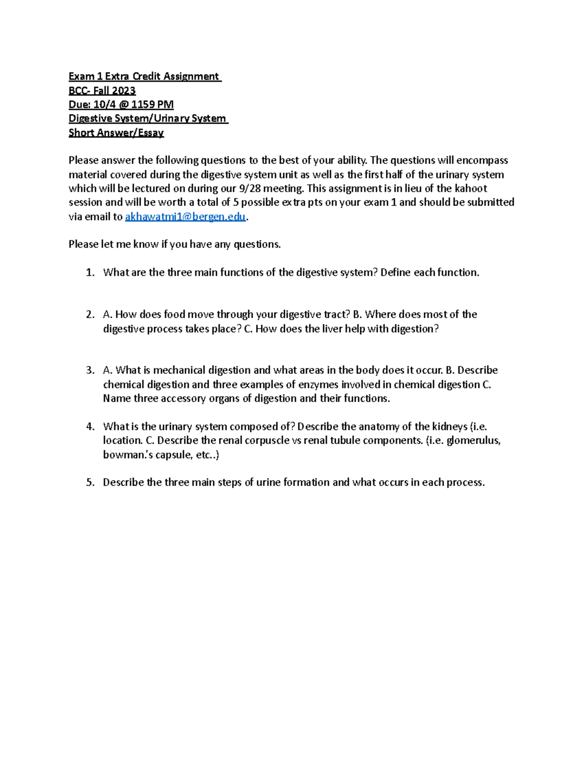 Exam 1 Extra Credit Assignment - Exam 1 Extra Credit Assignment BCC ...