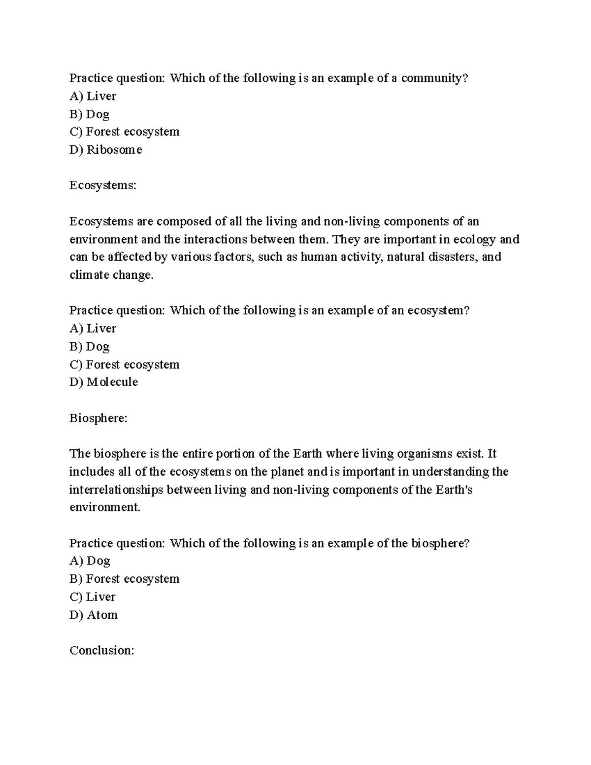 Biological Hierarchy 5- Google Docs - Practice question: Which of the ...
