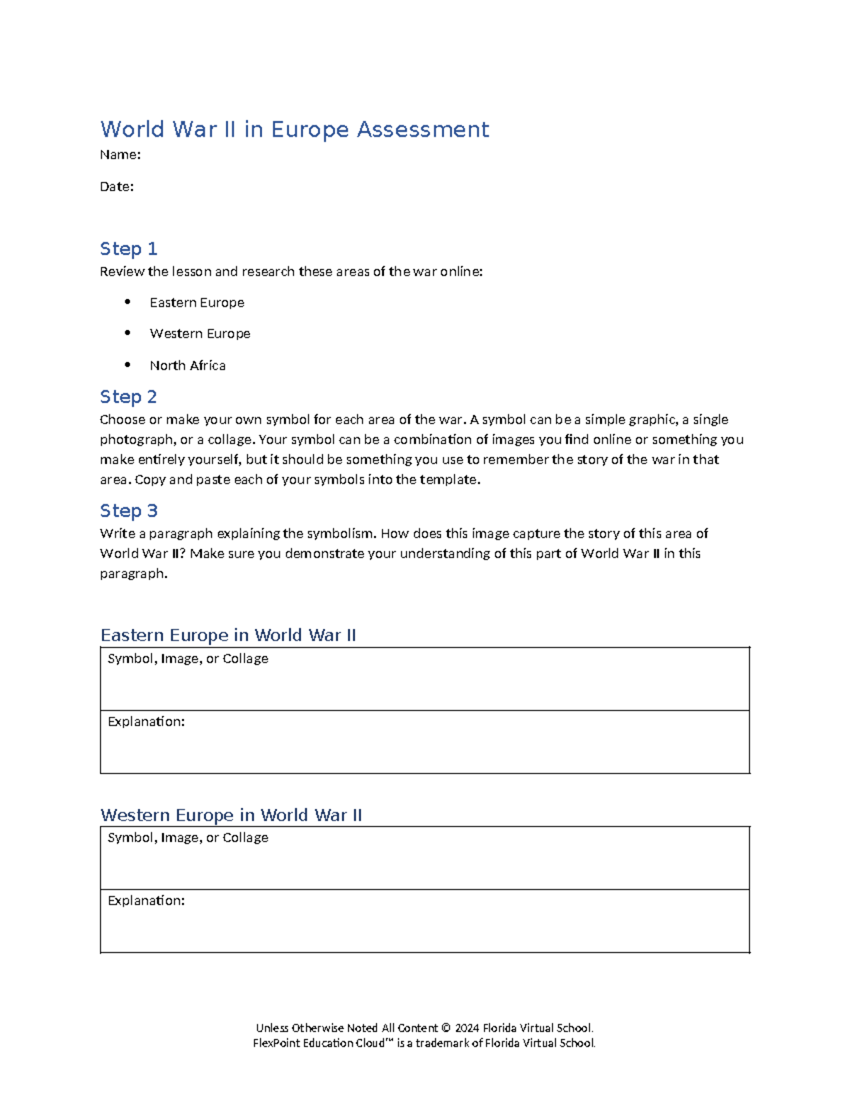 World war ii in europe wh yourname - World War II in Europe Assessment ...