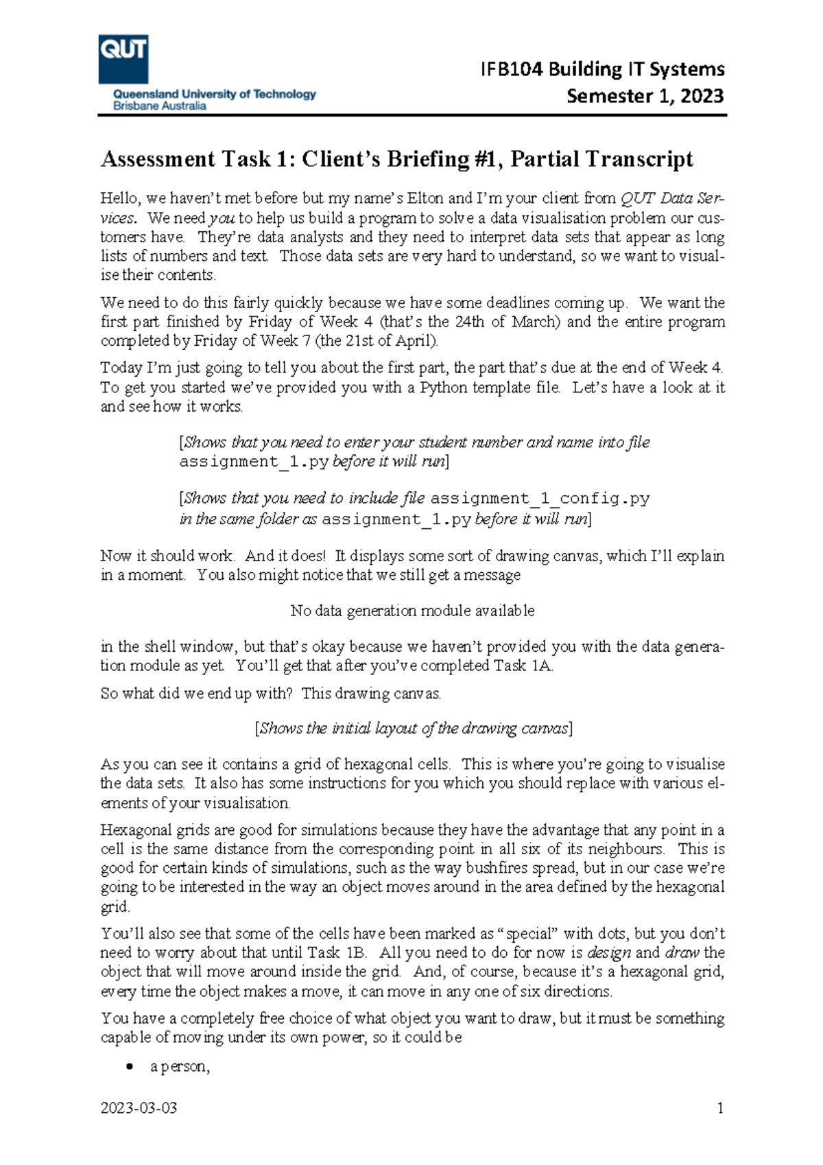 Assessment Task 1-Briefing 1-Transcript - Semester 1, 2023 Assessment ...