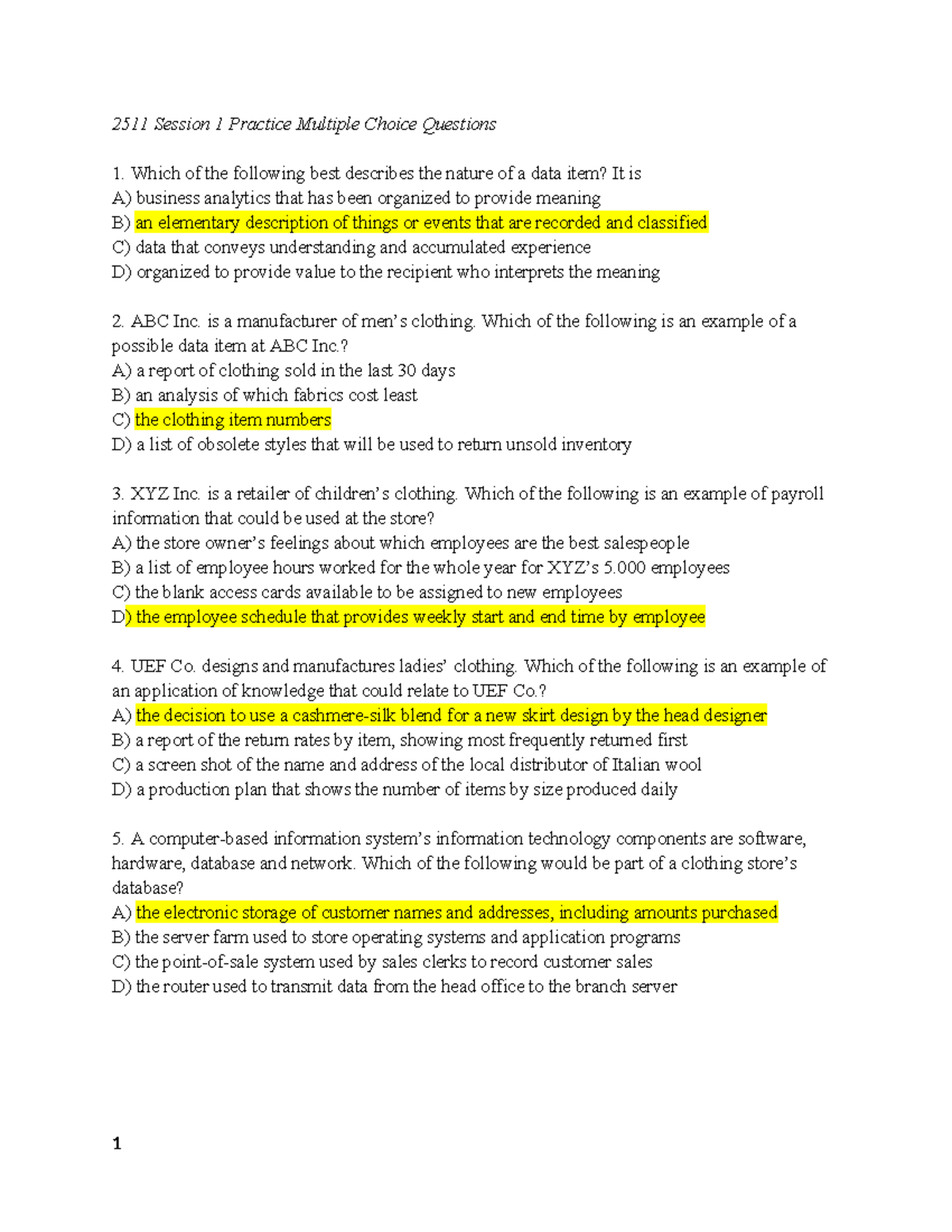 S1 Prac MCQ - mcqs - 2511 Session 1 Practice Multiple Choice Questions ...