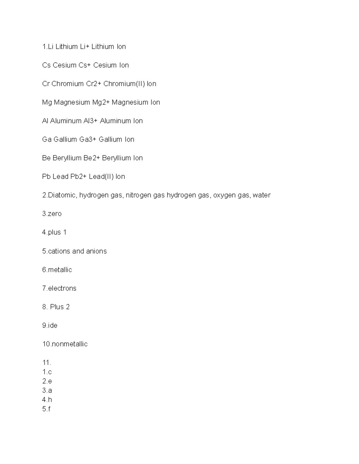 Untitled document (20) - 1 Lithium Li+ Lithium Ion Cs Cesium Cs+ Cesium ...