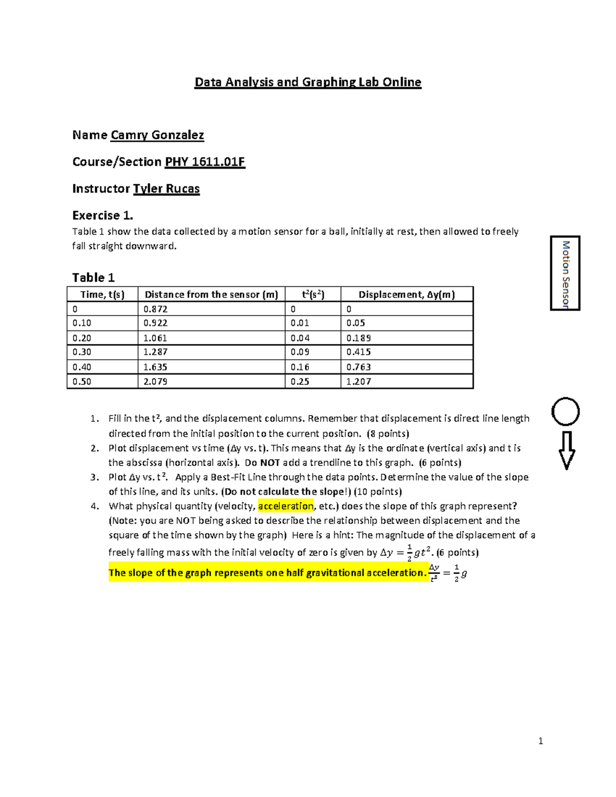 Graphing Analysis Worksheet - Data Analysis and Graphing Lab Online Name Camry Gonzalez - Studocu