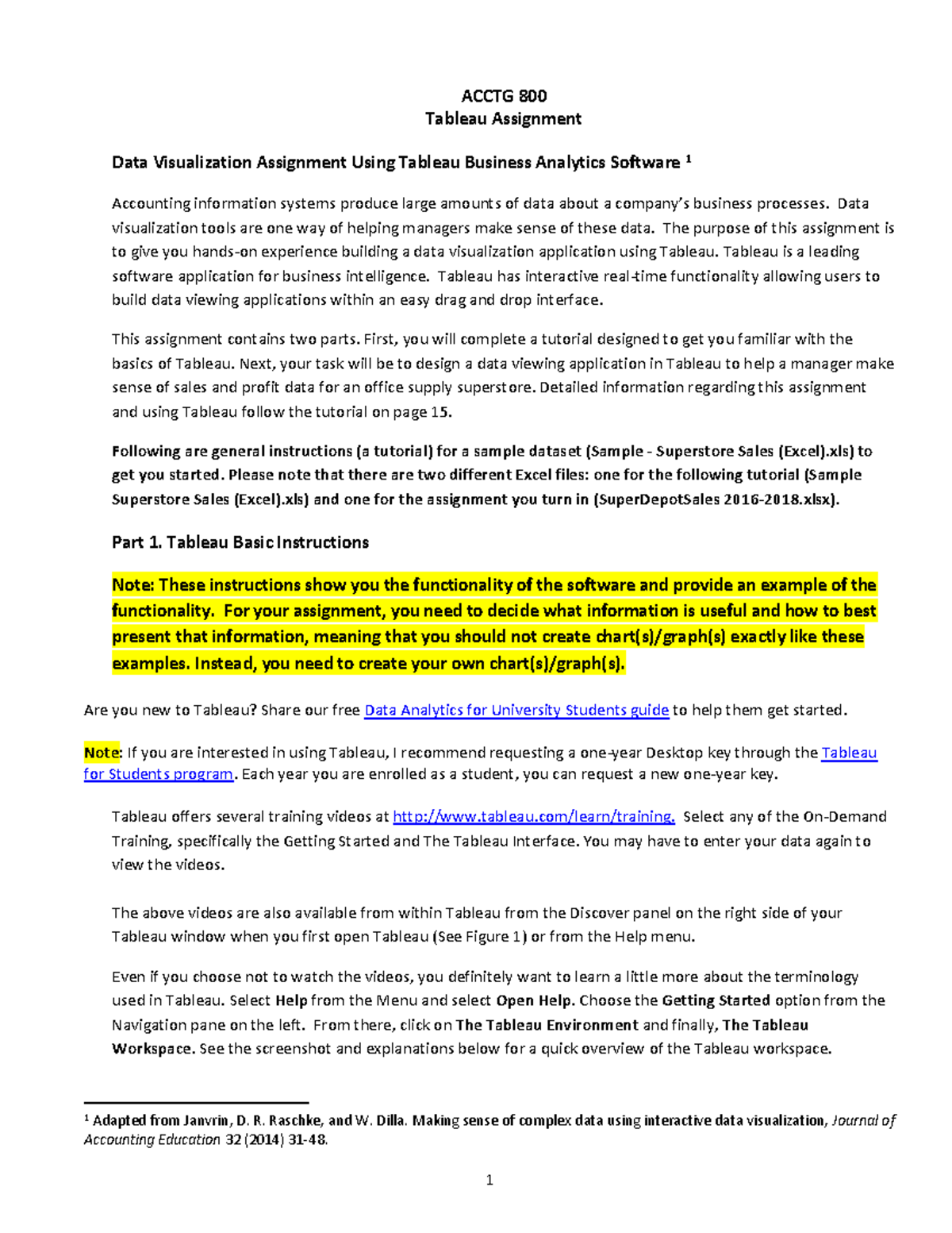 Tableau Assignment for Acctg 800 - ACCTG 800 Tableau Assignment Data Visualization Assignment ...