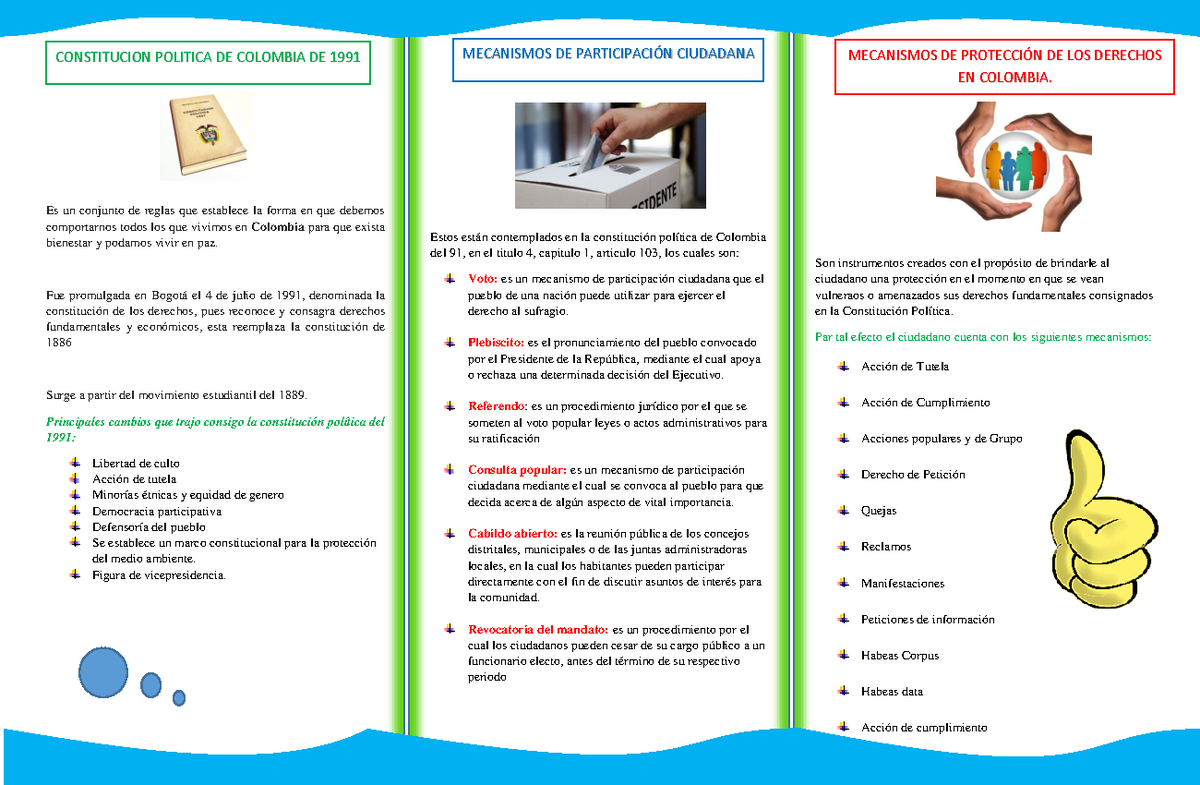 421069494 Folleto Constitucion DE Colombia - Es un conjunto de reglas ...