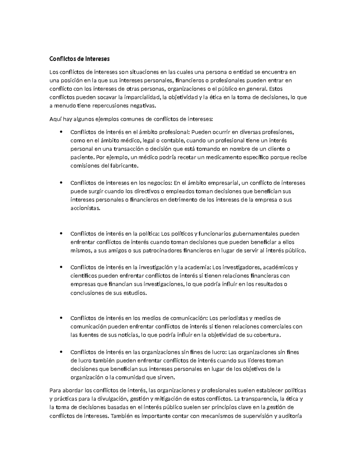 Conflictos de intereses - Estos conflictos pueden socavar la ...