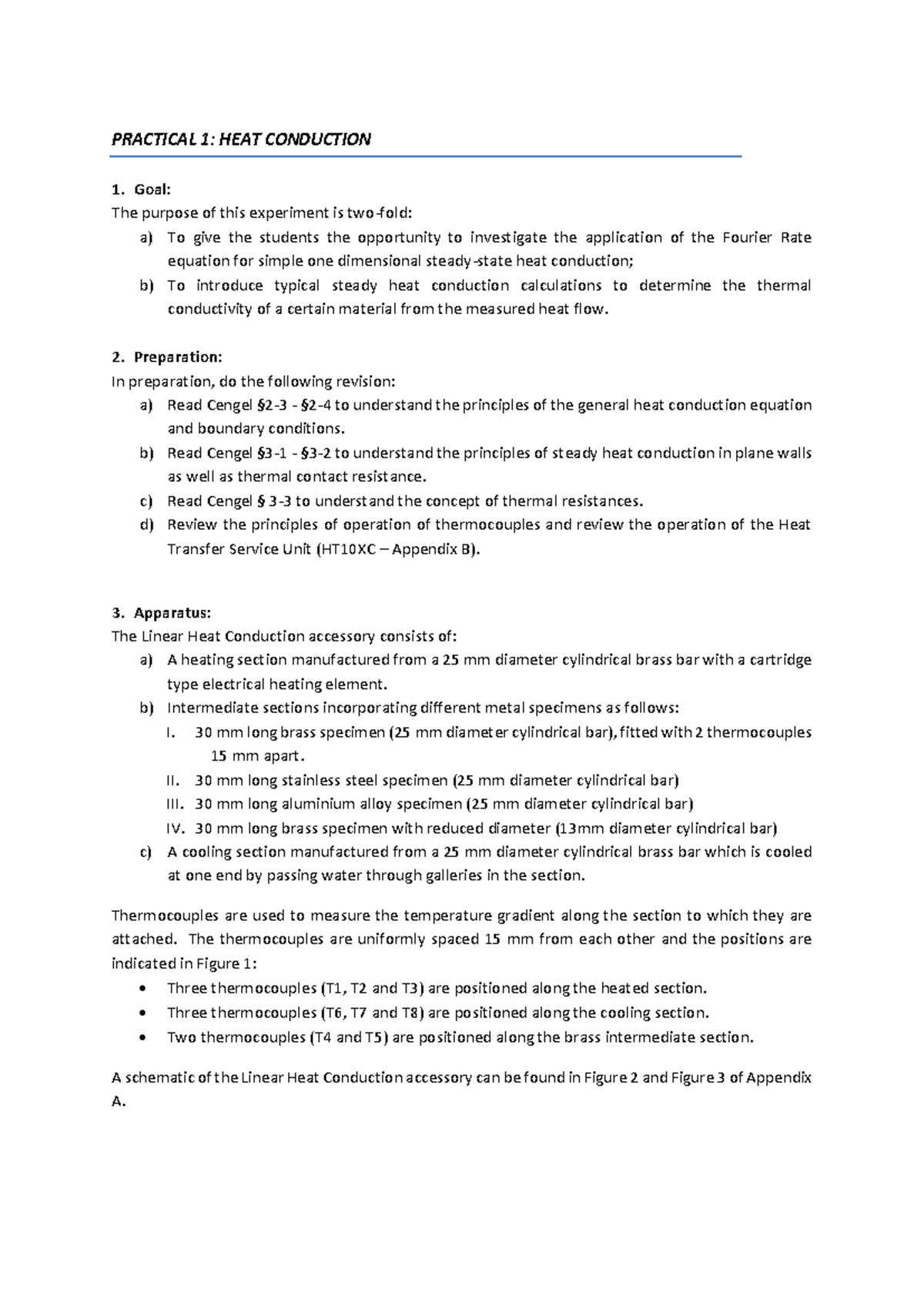 Practical 1 Guidelines - PRACTICAL 1: HEAT CONDUCTION Goal: The purpose ...
