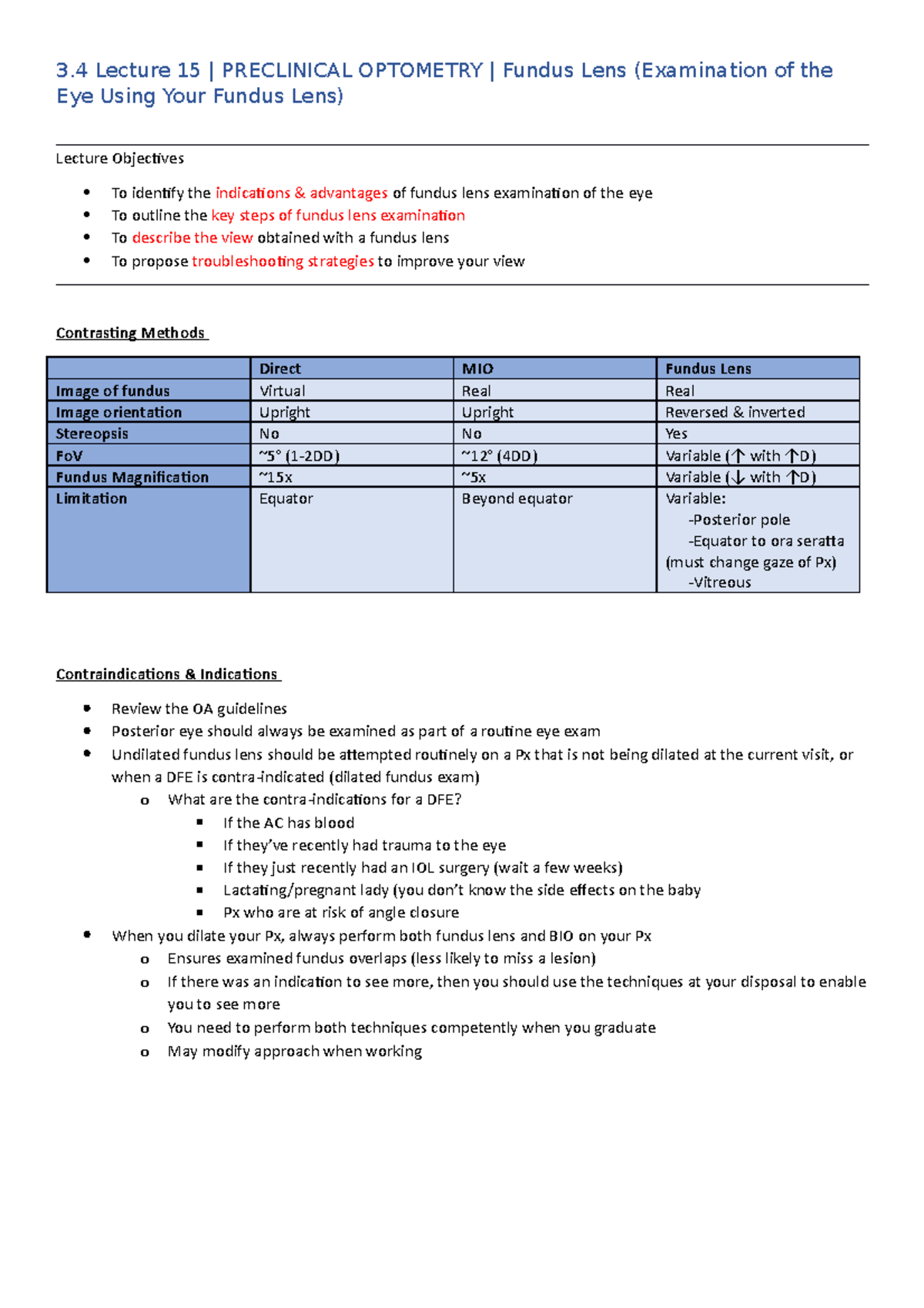 15 3.4 Fundus Lens (JJL) - 3 Lecture 15 | PRECLINICAL OPTOMETRY ...