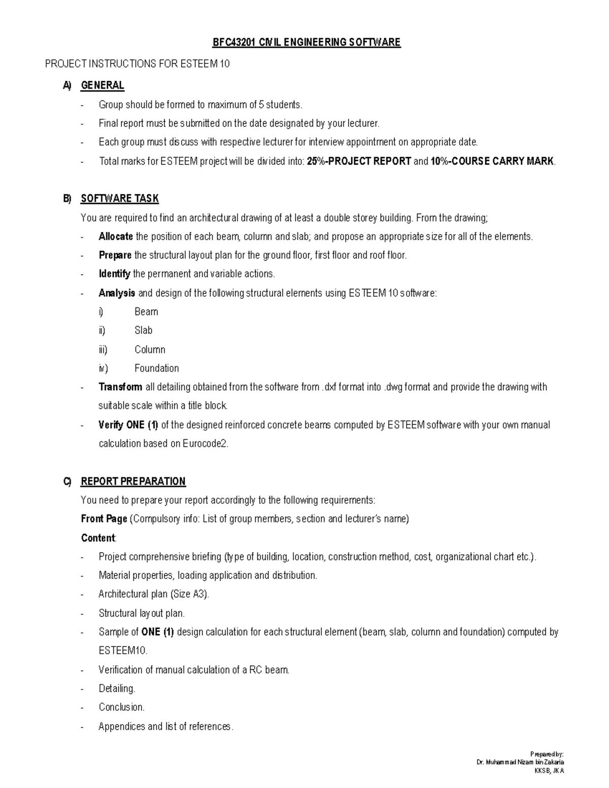 Project Instruction & Rubric - Prepared by: Dr. Muhammad Nizam bin ...