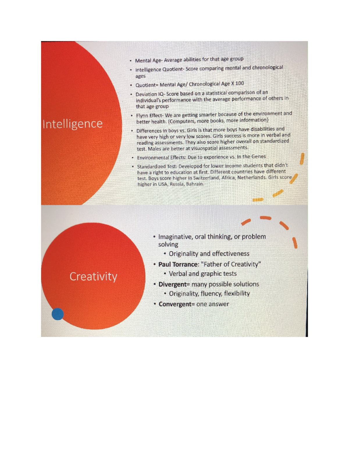 Intelligence & Creativity - PSYC218 - Studocu