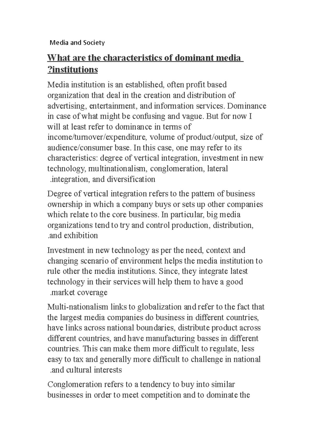 Hala Fadl ID - What are the characteristics of dominant media ...