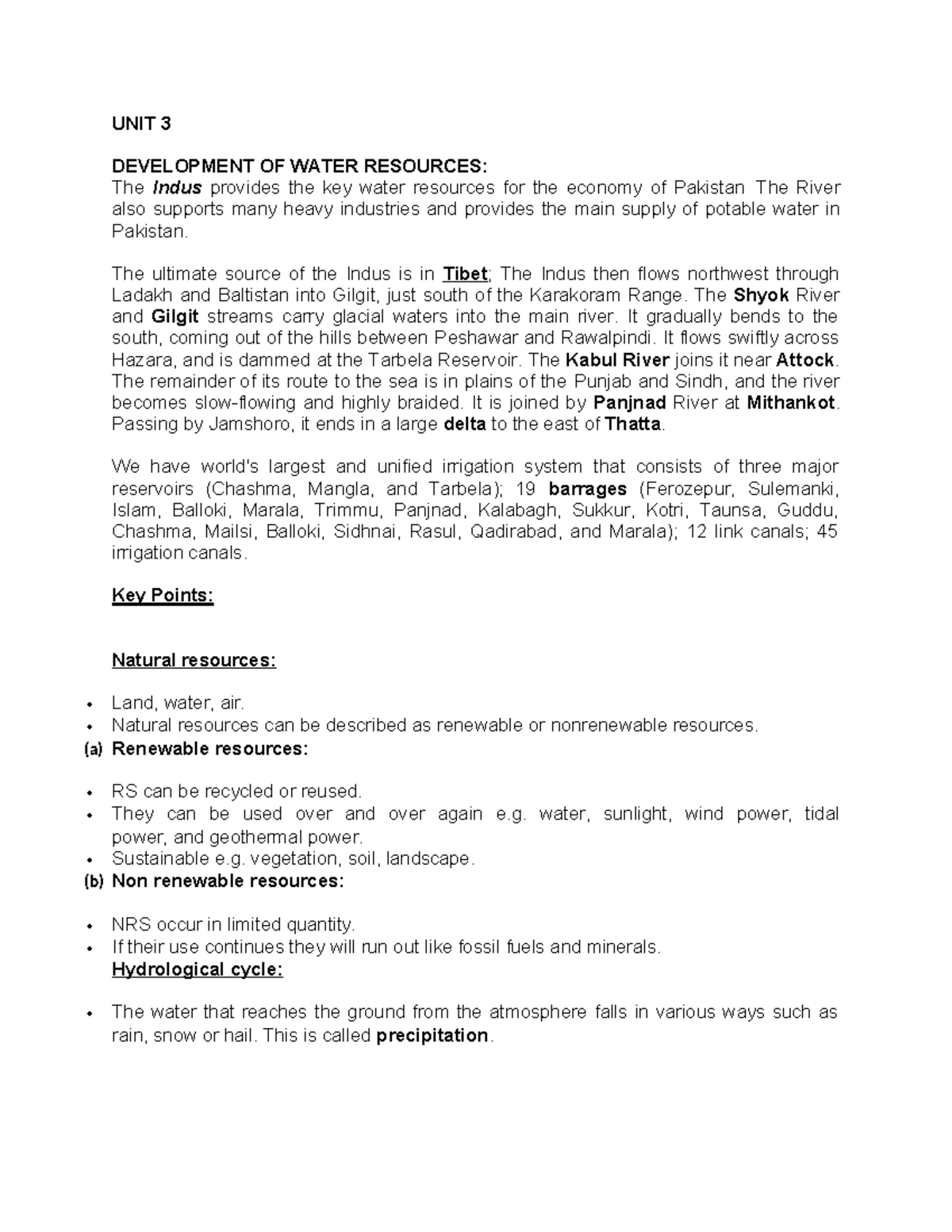 Geography.. Water Resources - UNIT 3 DEVELOPMENT OF WATER RESOURCES ...