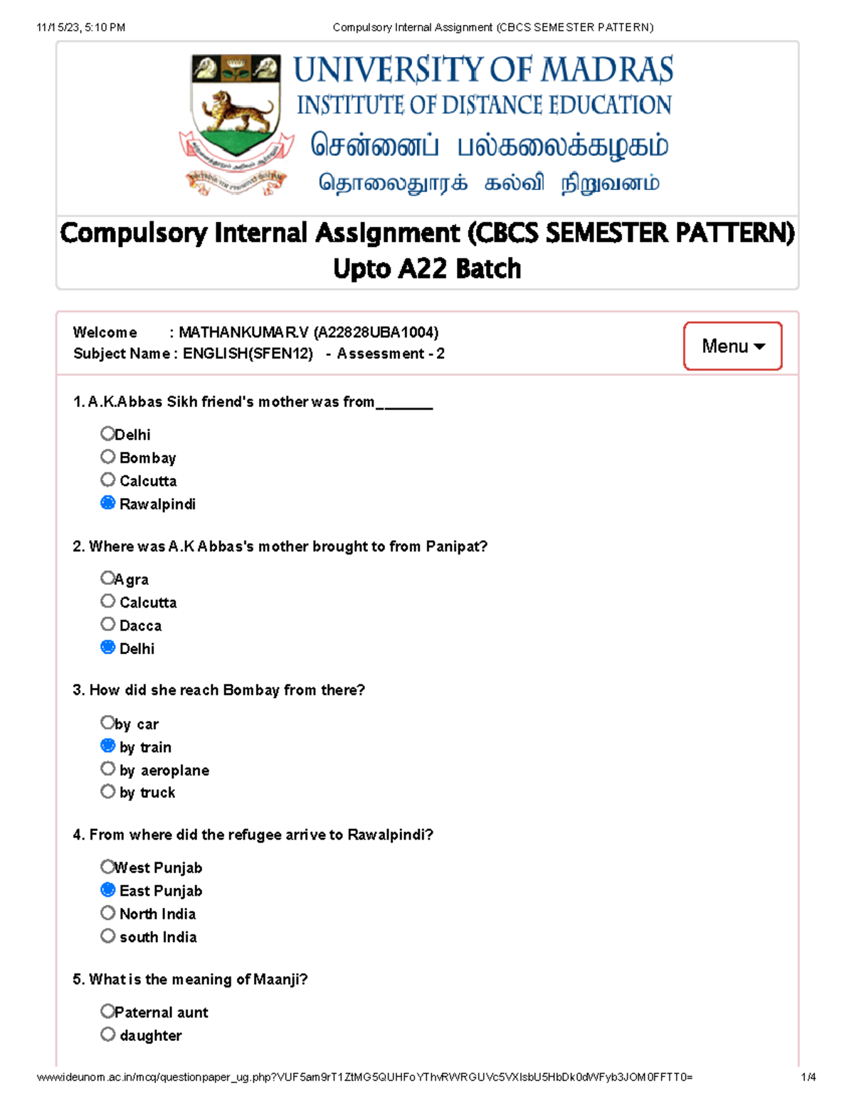 Compulsory Internal Assignment (CBCS Semester Pattern) - Welcome : MATHANKUMAR (A22828UBA1004 ...