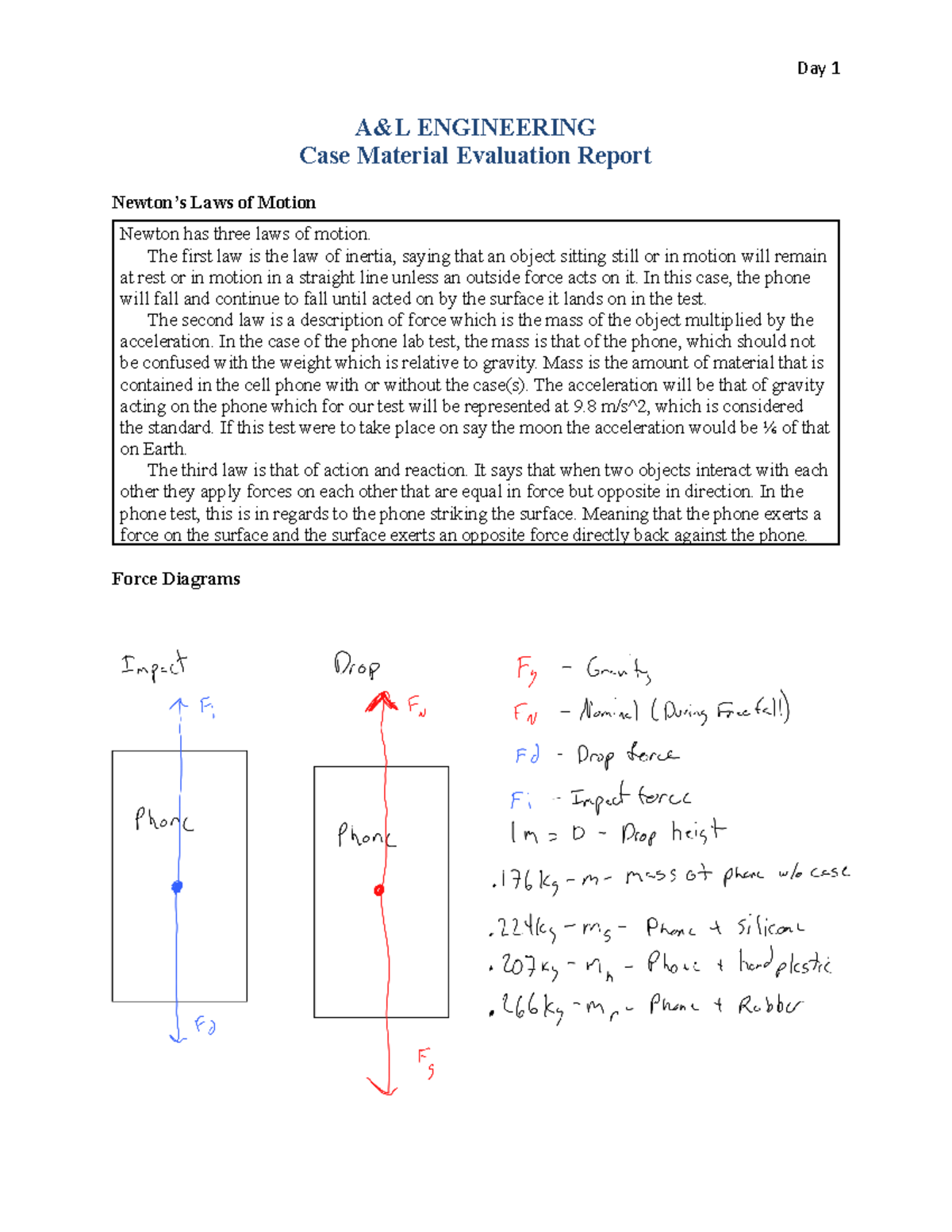PHY 150 Project Two Case Material Evaluation Report.docx - Google Docs - A&L ENGINEERING Case ...