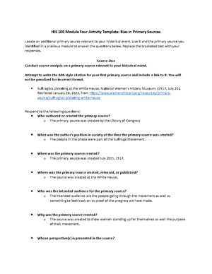 His 100 module 1 - topic selection - HIS 100 Module One Activity ...