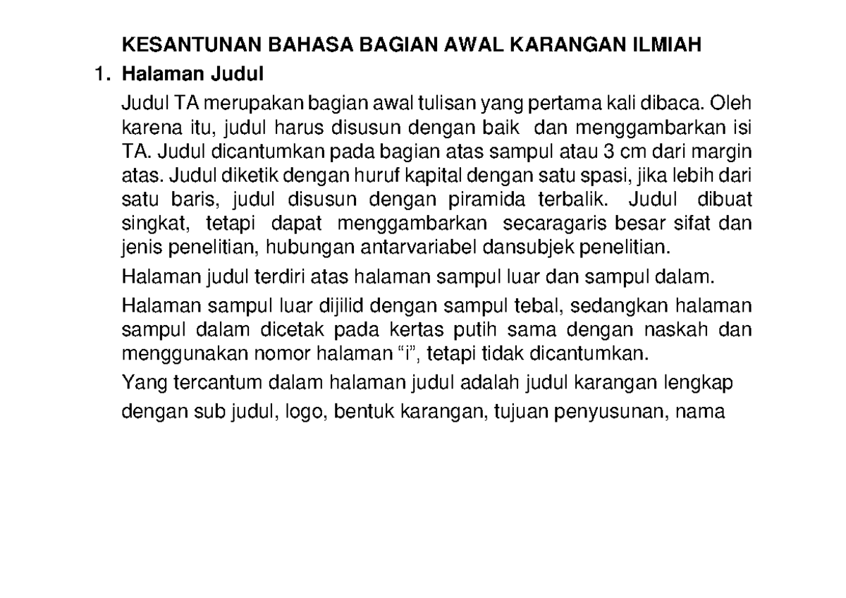 Kesantunan Bahasa Bagian AWAL Karangan Ilmiah - KESANTUNAN BAHASA ...