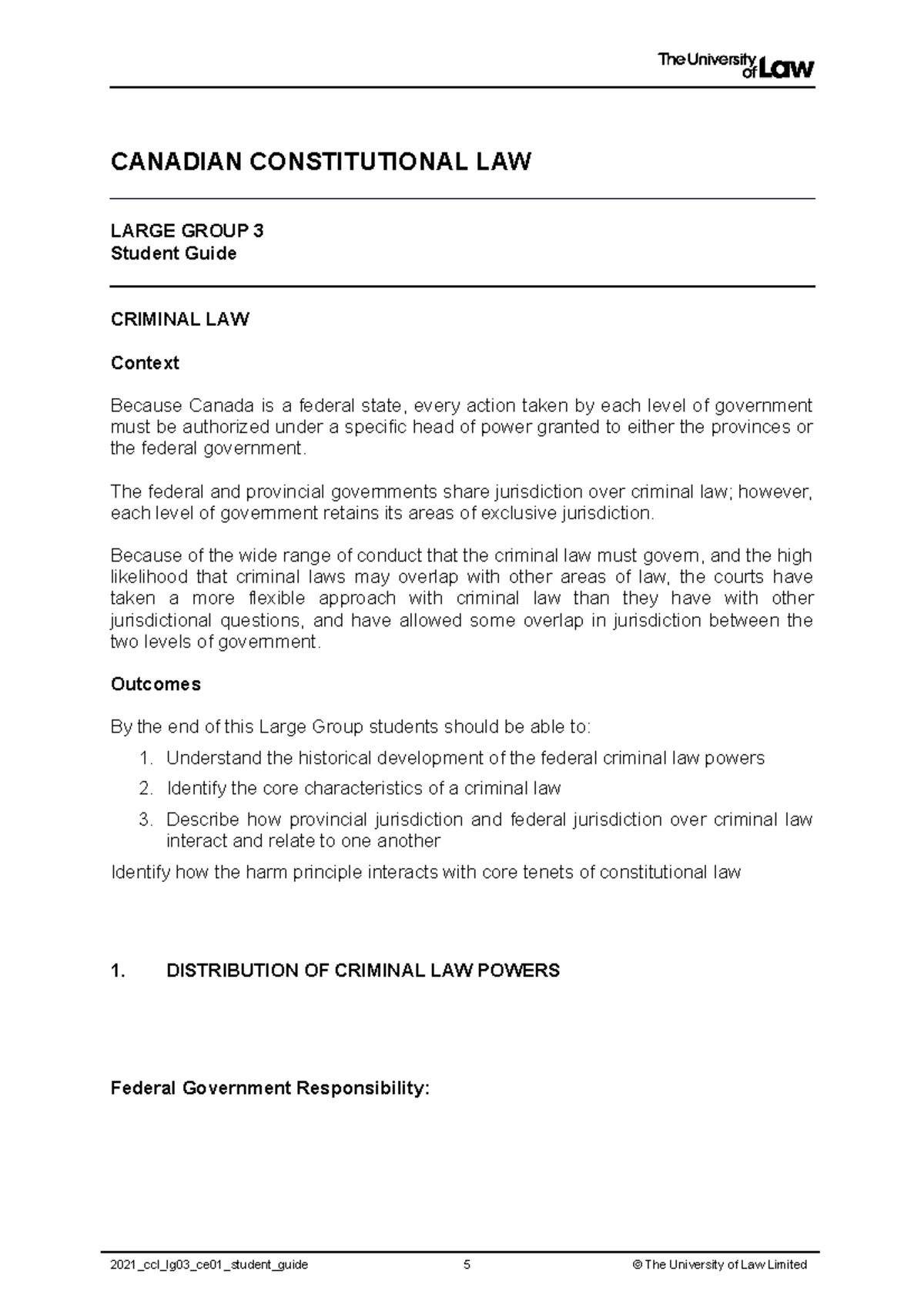 2022 ccl lg03 ce01 student guide - CANADIAN CONSTITUTIONAL LAW LARGE ...