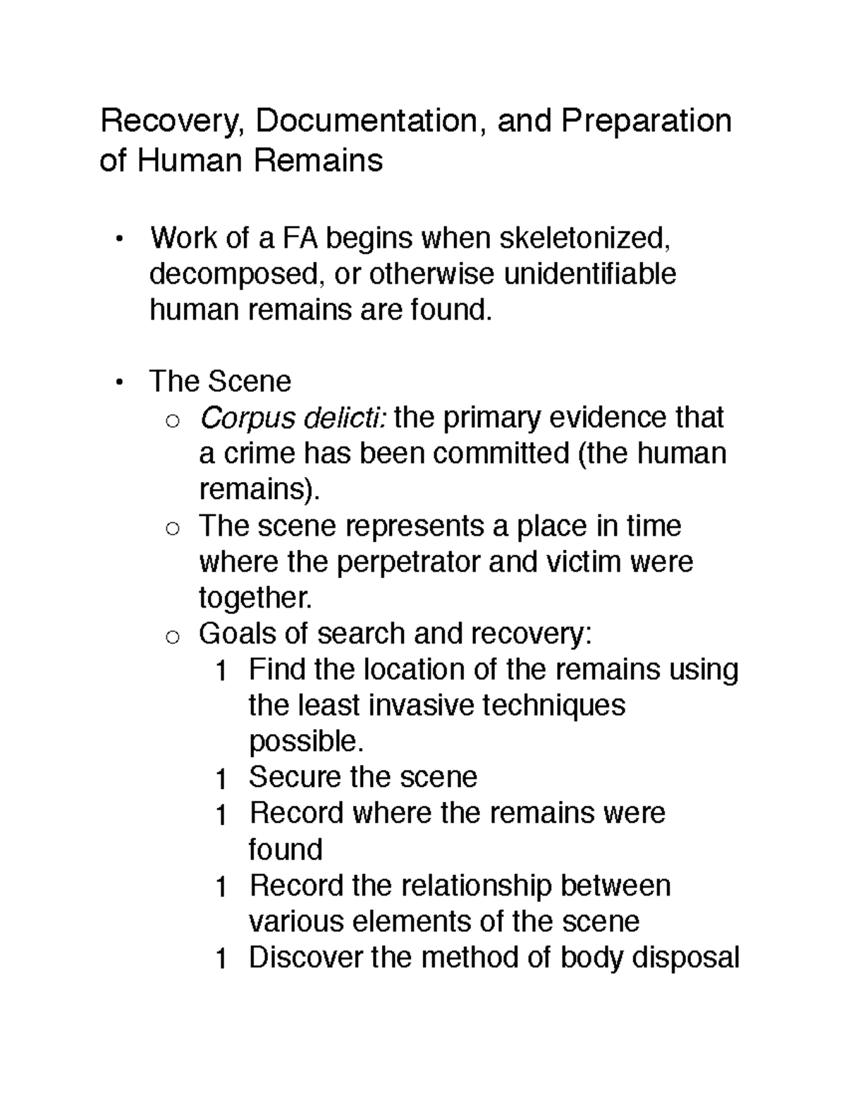 Ch 3 Notes - Summary Bare Bones - Recovery, Documentation, and ...
