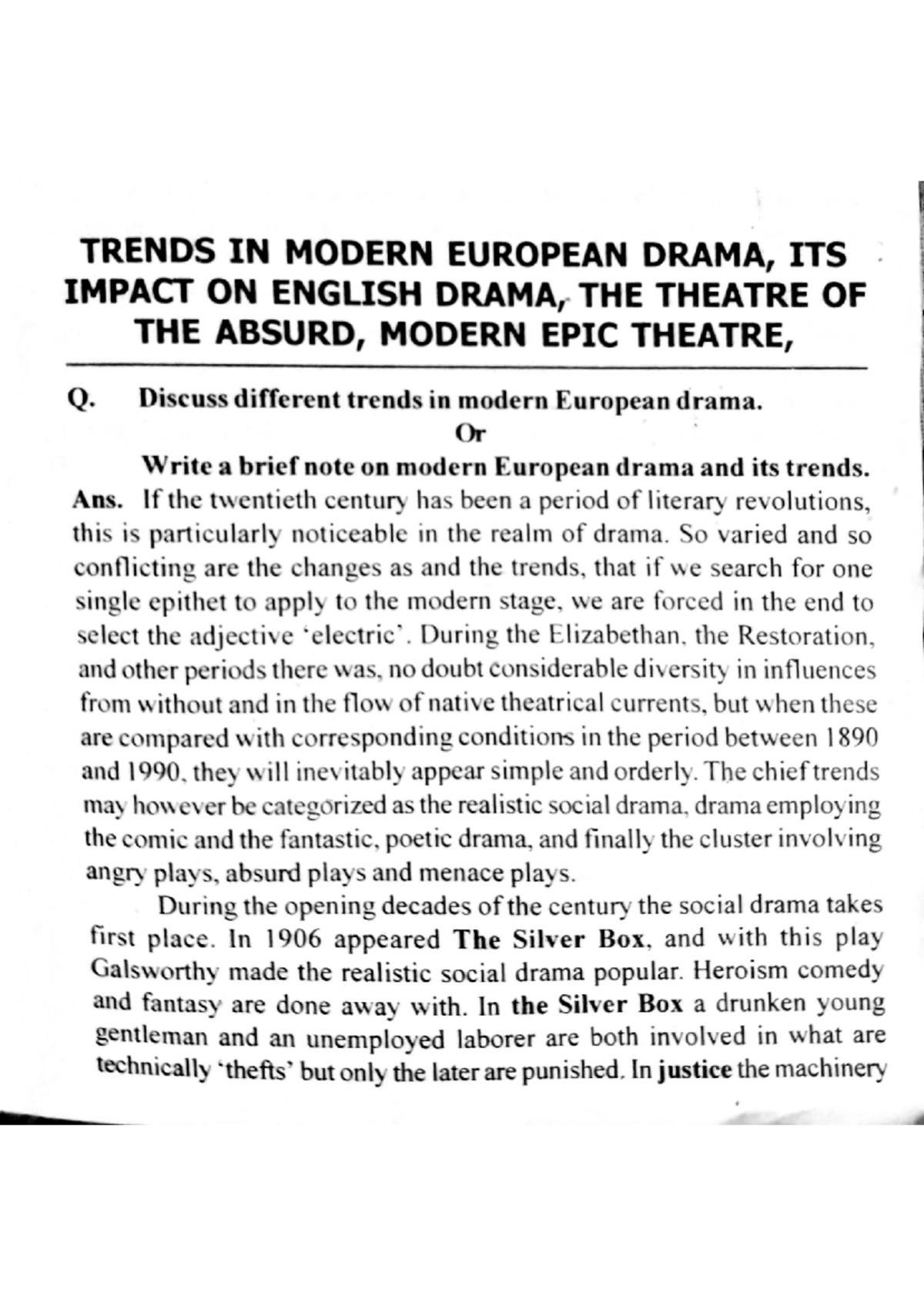 Document 6 - Assignment - TRENDS IN MODERN EUROPEAN DRAMA, ITS IMPACT ...