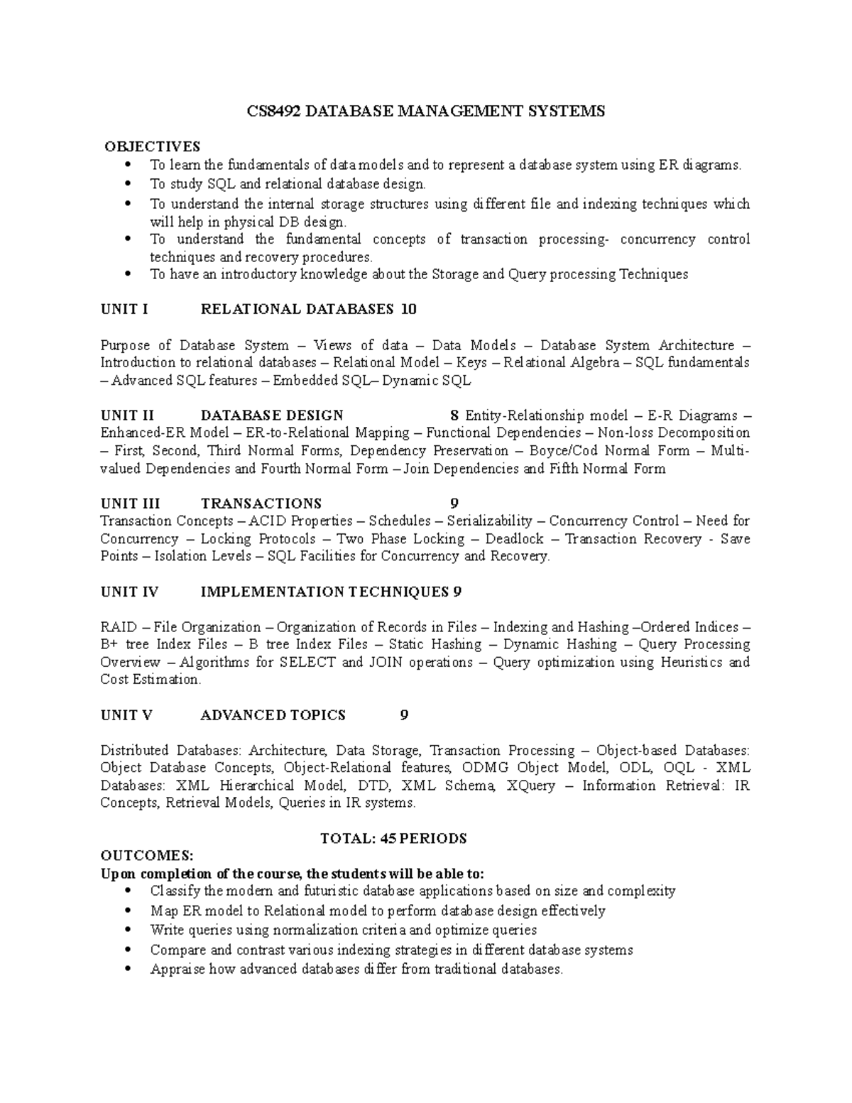 Dbms unit 1 2marks - This files are based on previous year questions as well as knowledge of my ...