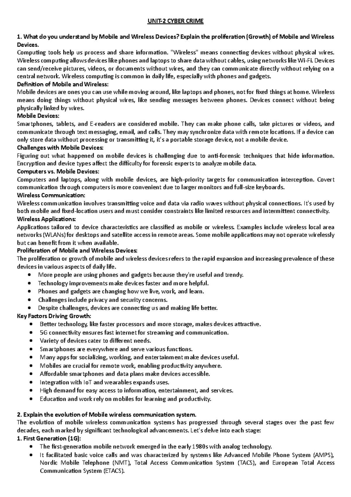 UNIT- 2 Short Notes - UNIT- 2 CYBER CRIME What do you understand by ...