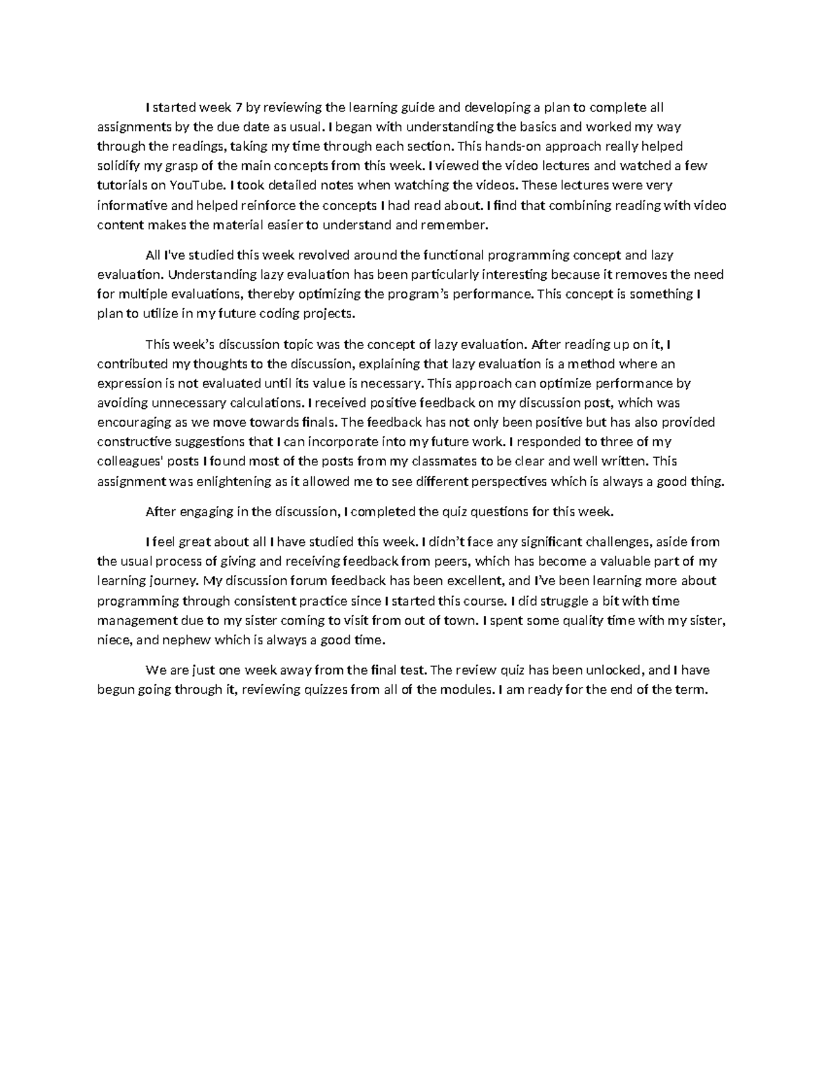 Cs4402 Learning Journal Unit 7 I Started Week 7 By Reviewing The Learning Guide And Developing