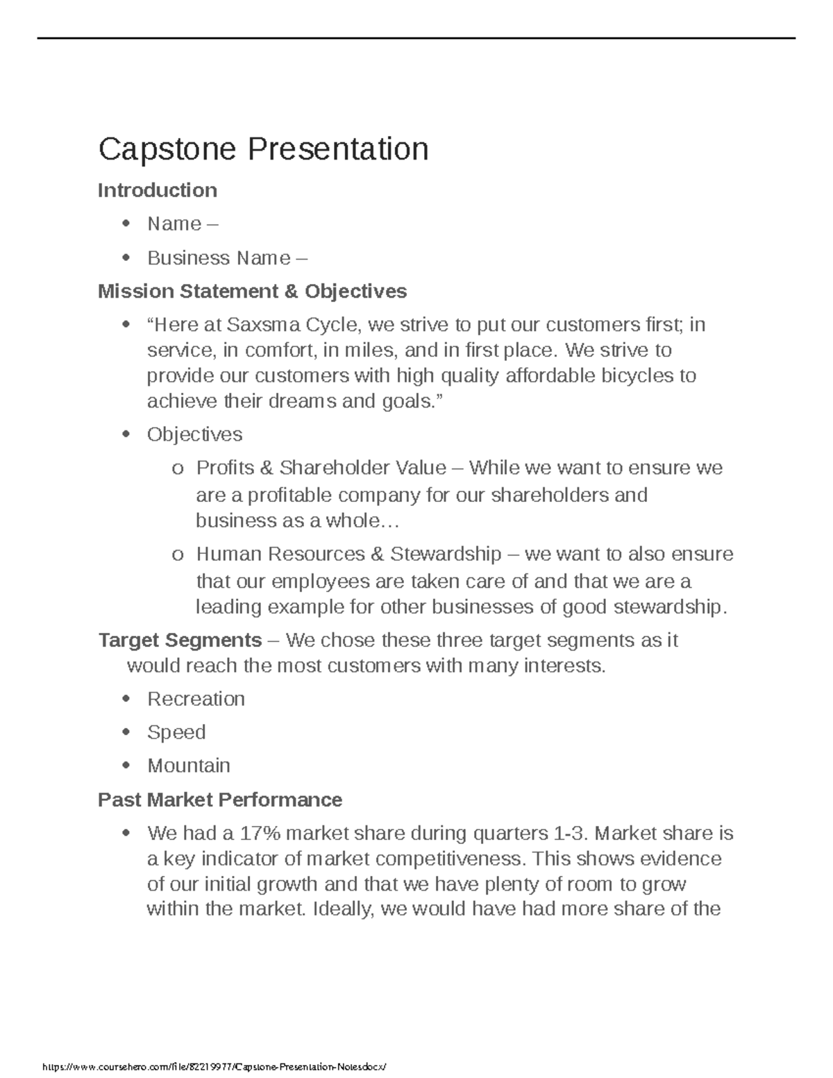 Capstone Presentation Notes - Capstone Presentation Introduction Name ...
