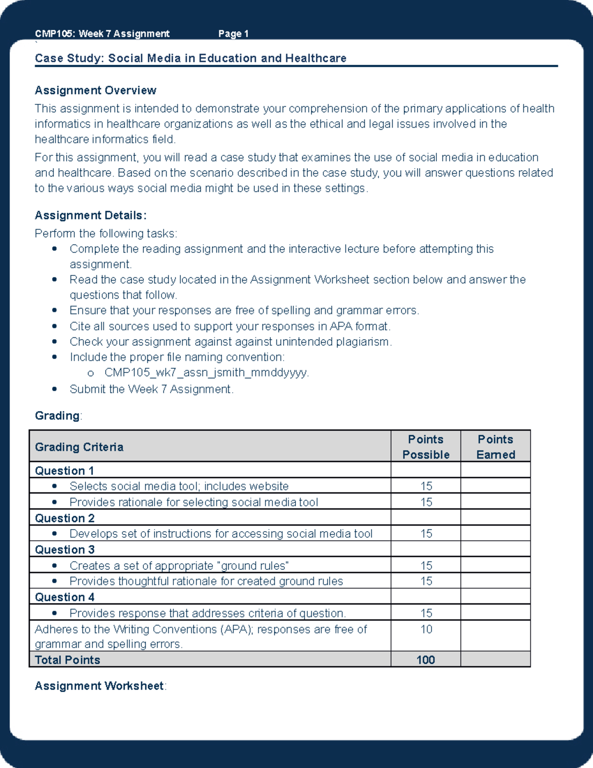 CMP105 wk7 assn KWilmore 11212021 - CMP105: Week 7 Assignment Page 1 ...