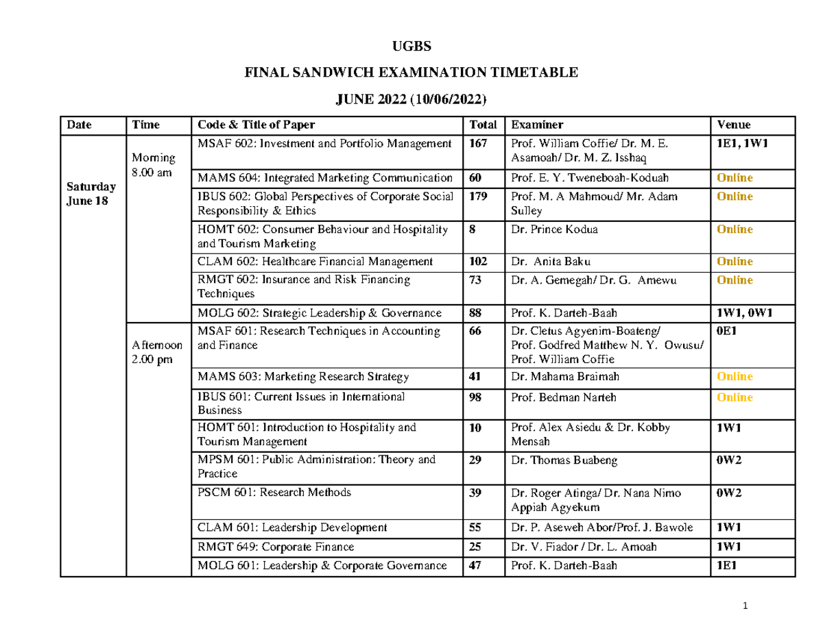 Final Sandwich EXAM Timetable- 2021-2022 (10-06-2022) - UGBS FINAL ...