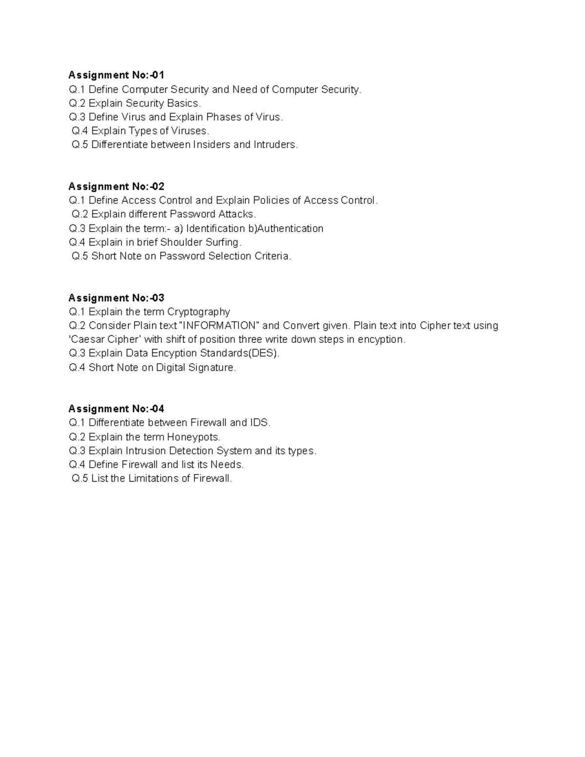 NIS assignments - Nis assignment - Assignment No:- Q Define Computer ...