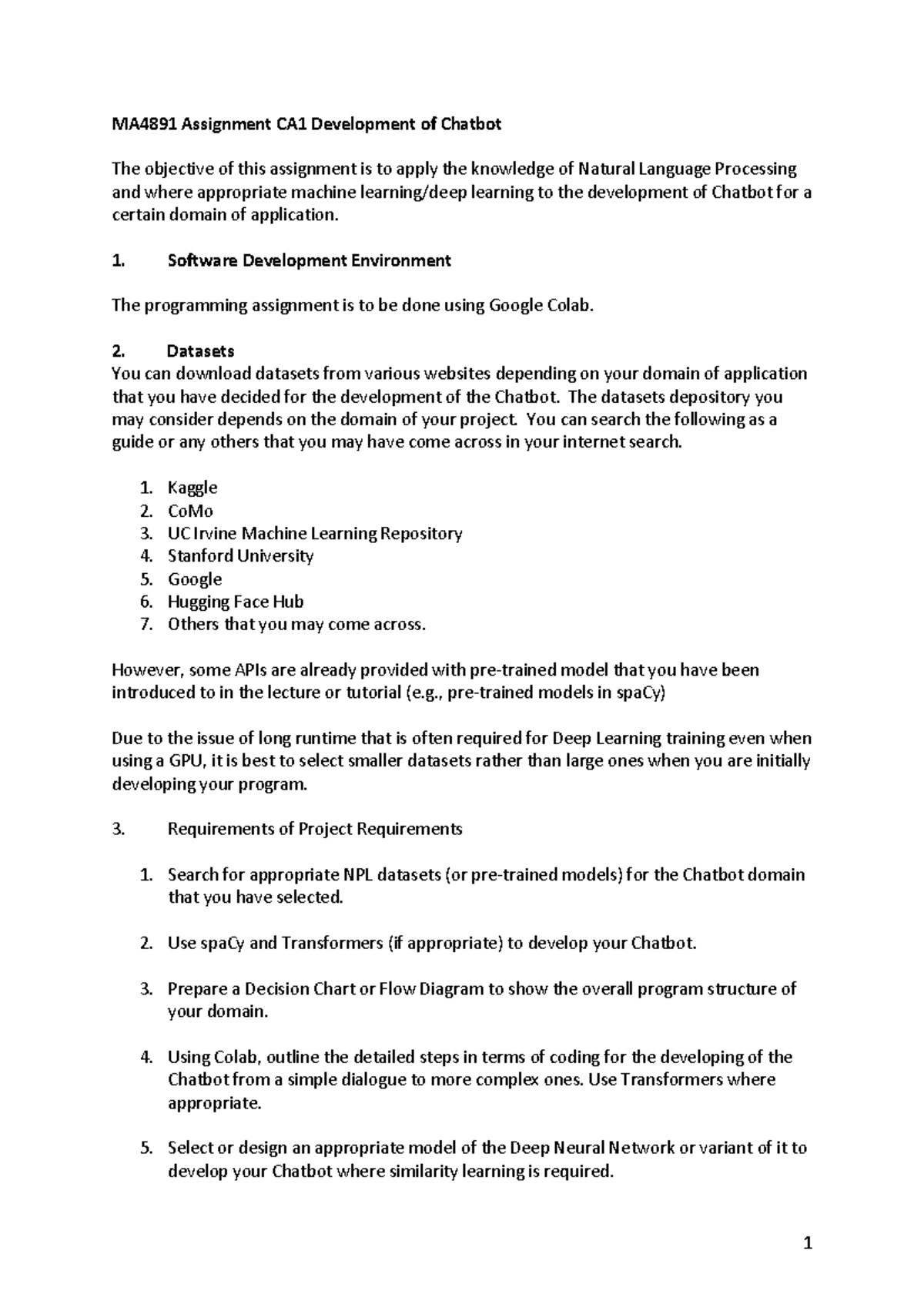 MA4891 Assignment CA1 CA1 1 MA4891 Assignment CA1 Development Of