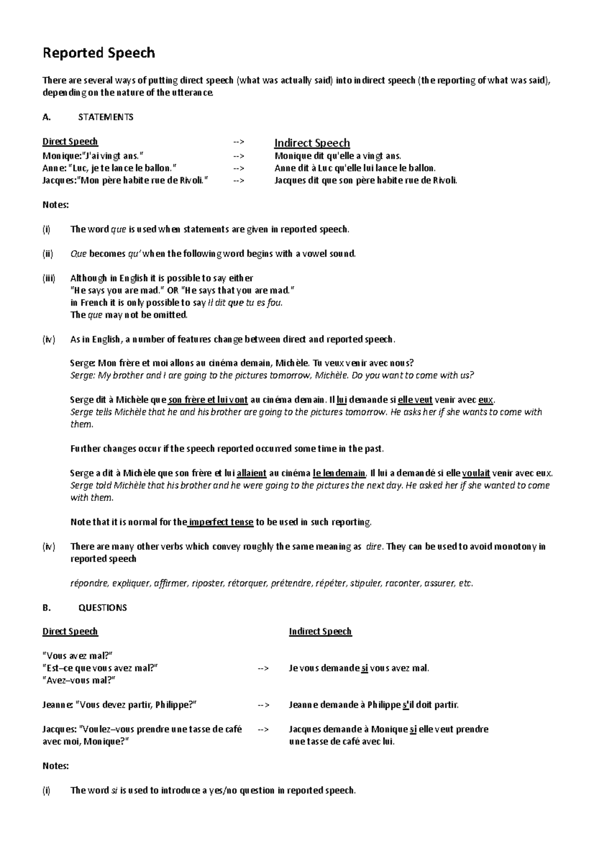 Reported Speech - summary - Reported Speech There are several ways of ...