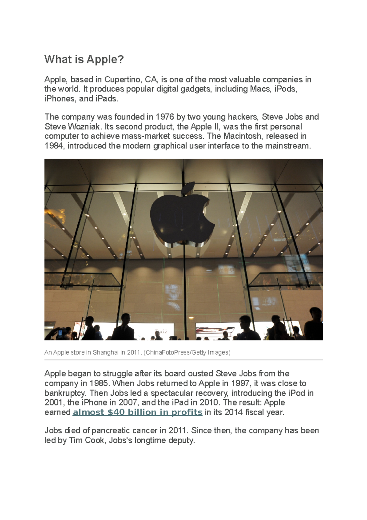 Apple - 666 - What is Apple? Apple, based in Cupertino, CA, is one of the most valuable ...