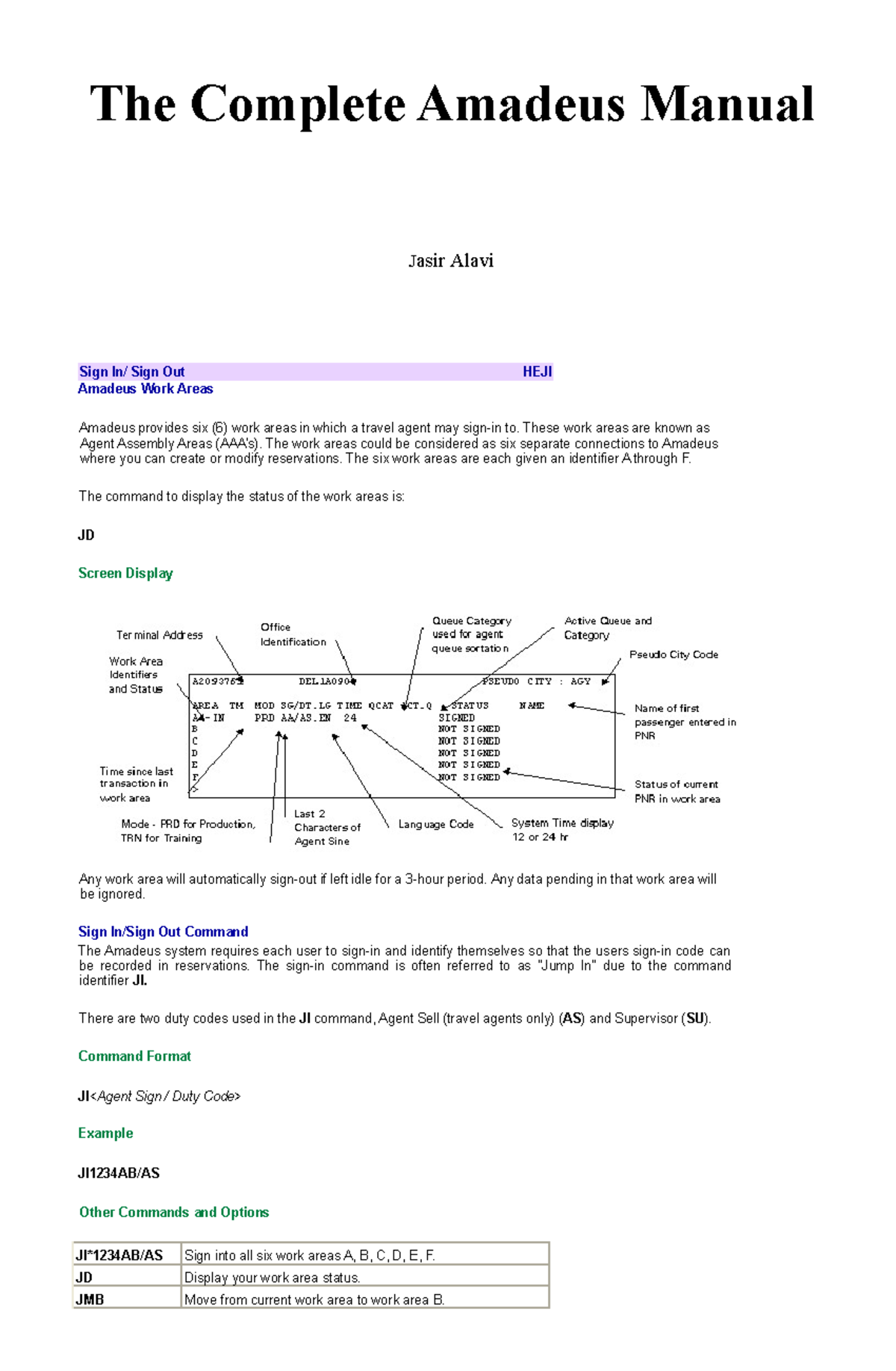 Amadeus Guide Version 1 - The Complete Amadeus Manual Jasir Alavi Sign ...