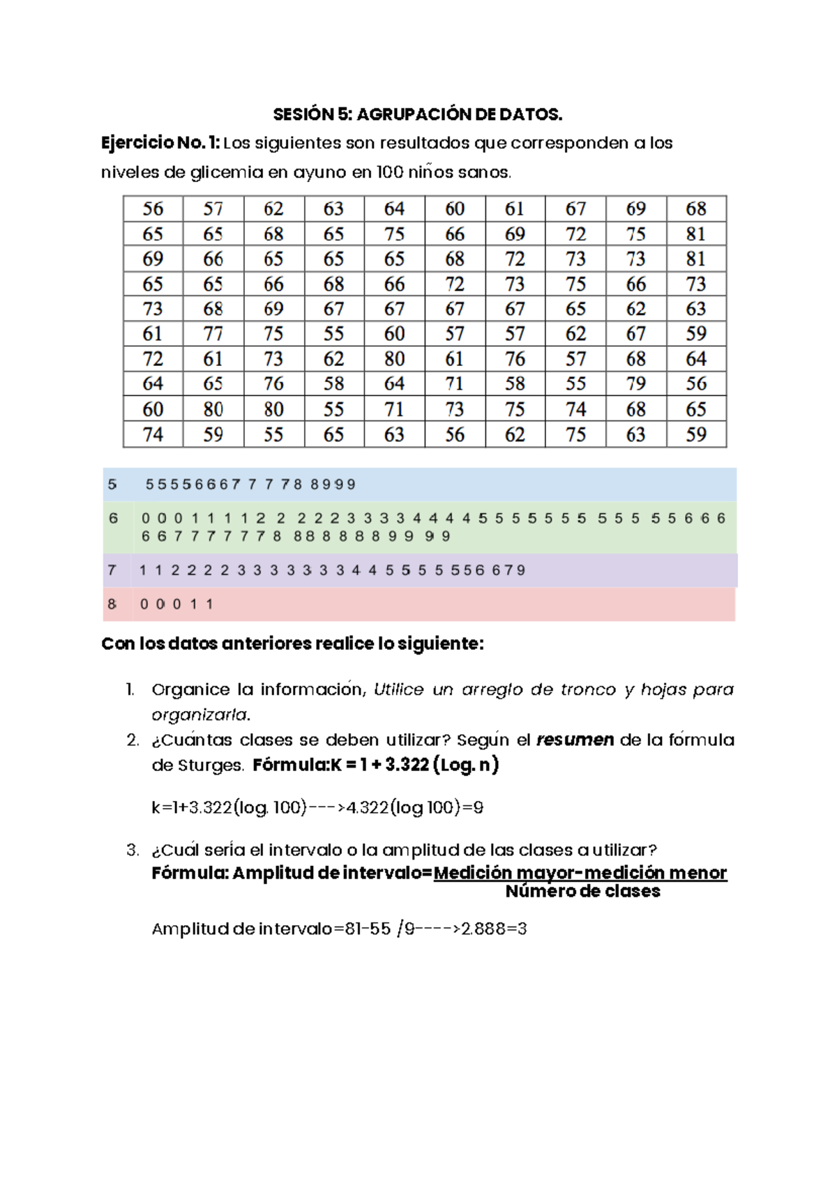 Sesión 5: practica - SESIÓN 5: AGRUPACIÓN DE DATOS. Ejercicio No. 1 ...