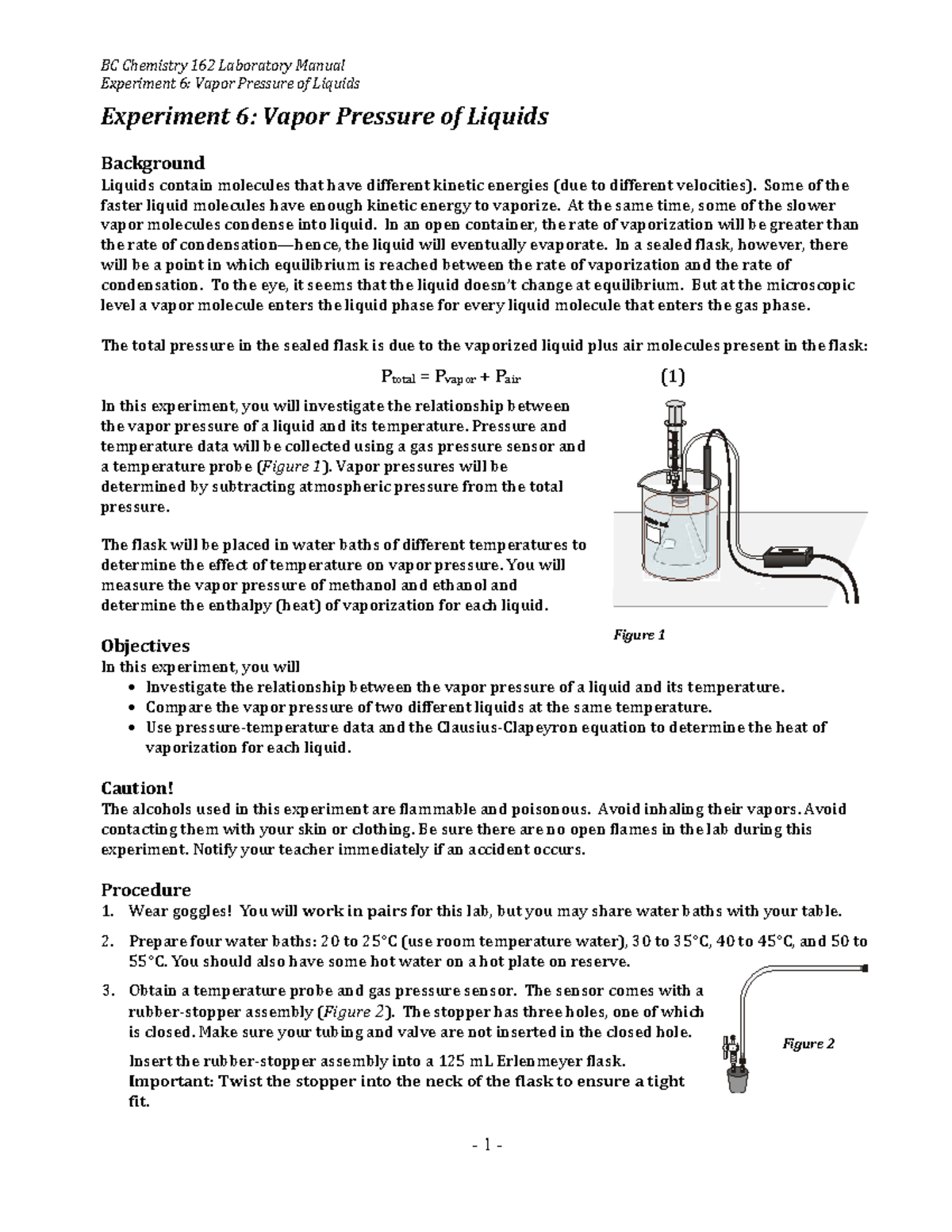 162Exp6 Vapor pressure edit GFPS - BC Chemistry 162 Laboratory Manual ...