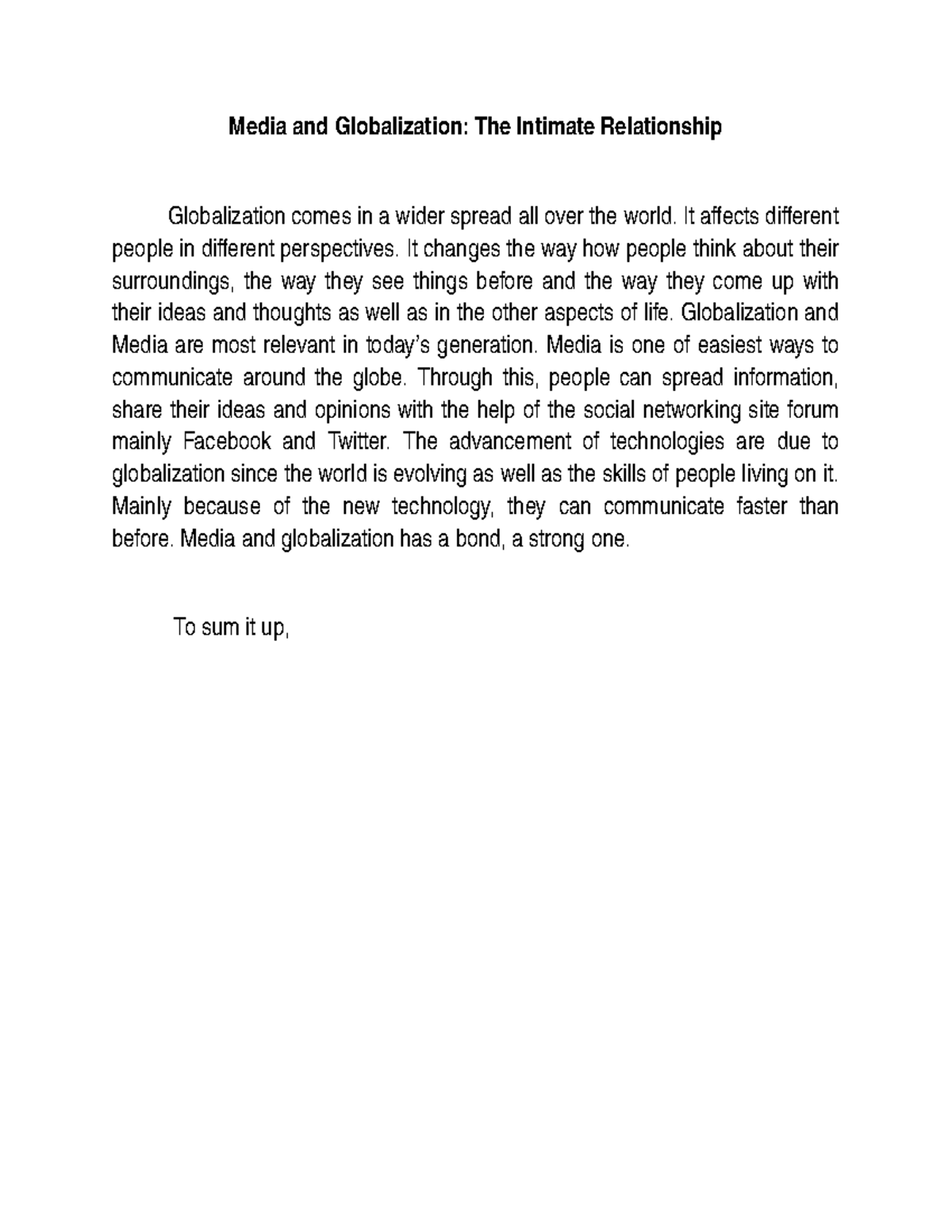 Media and Globalization - It affects different people in different ...