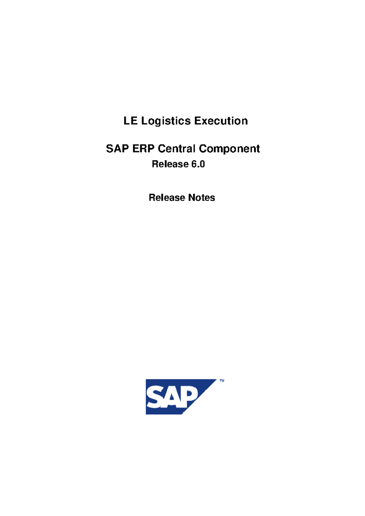 Chapter 14 LE Logistics Execution E - LE Logistics Execution Release ...
