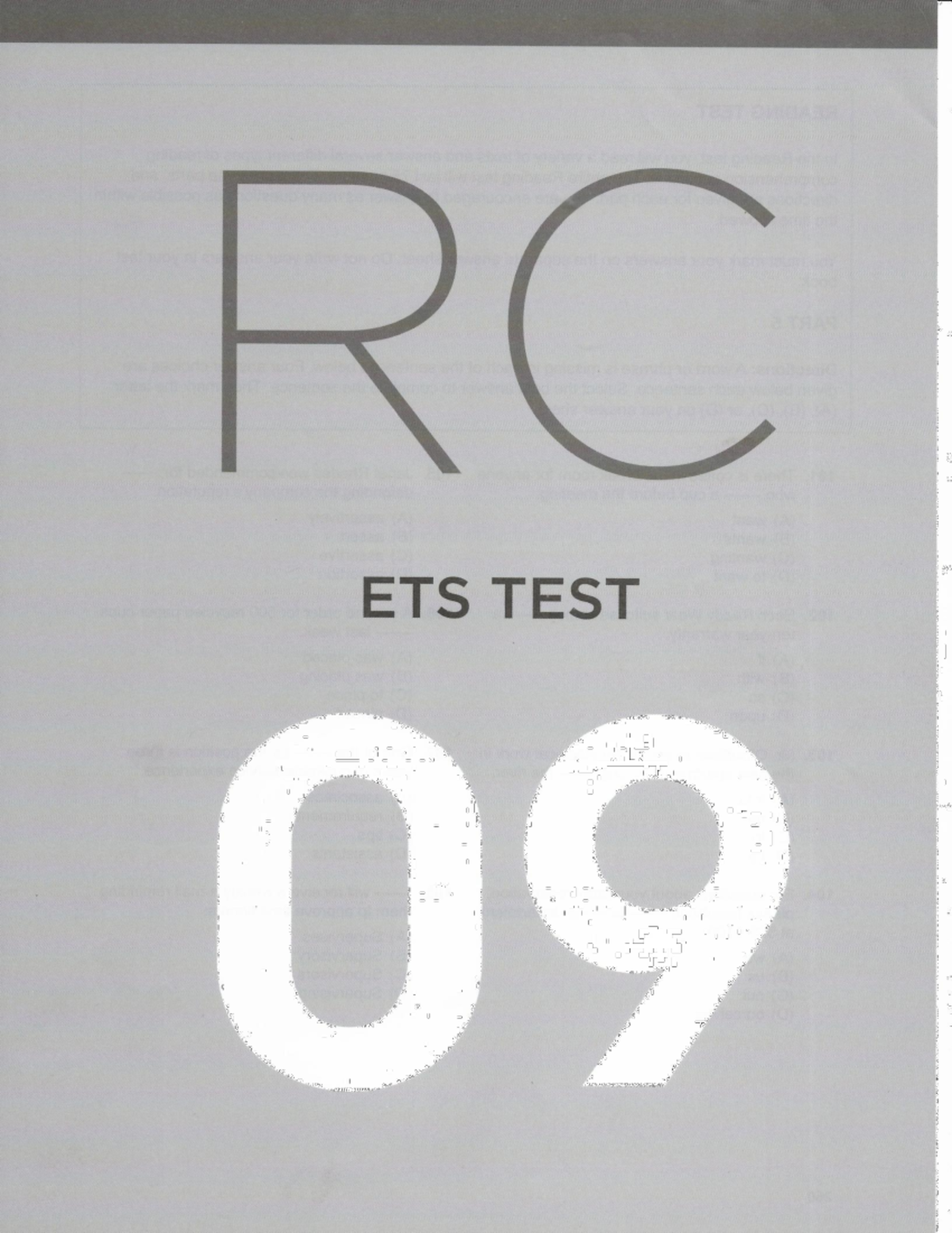 ETS 2022 - RC 9 - ETS 2022 PDF - ETS TEST ETS TEST READING TEST In the ...