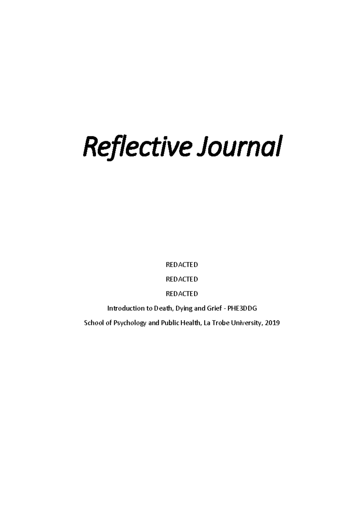 Reflective Journal - Assessment 3 - Reflective Journal REDACTED ...
