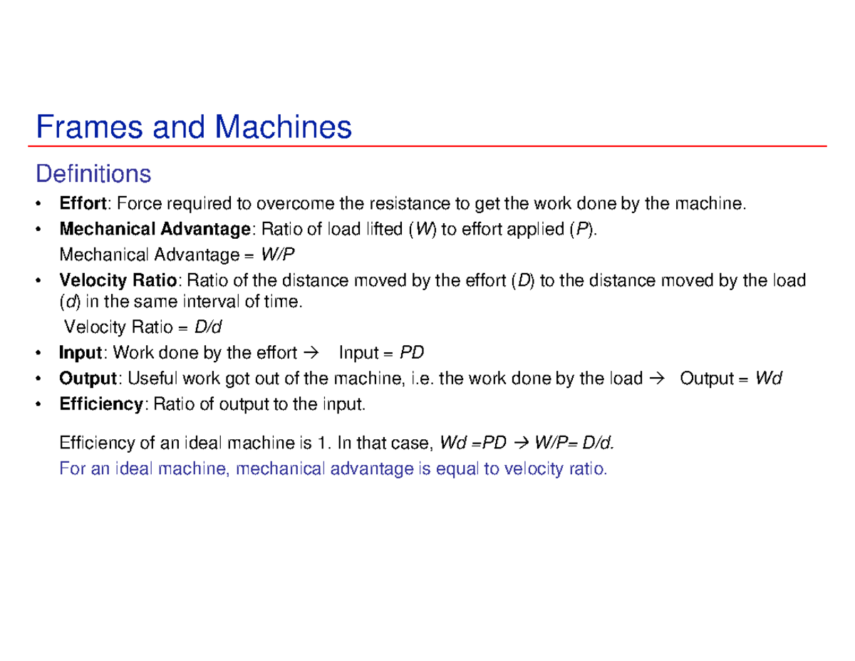 Frames and Machines - 5 - Prof. Binag - Frames and Machines Definitions ...