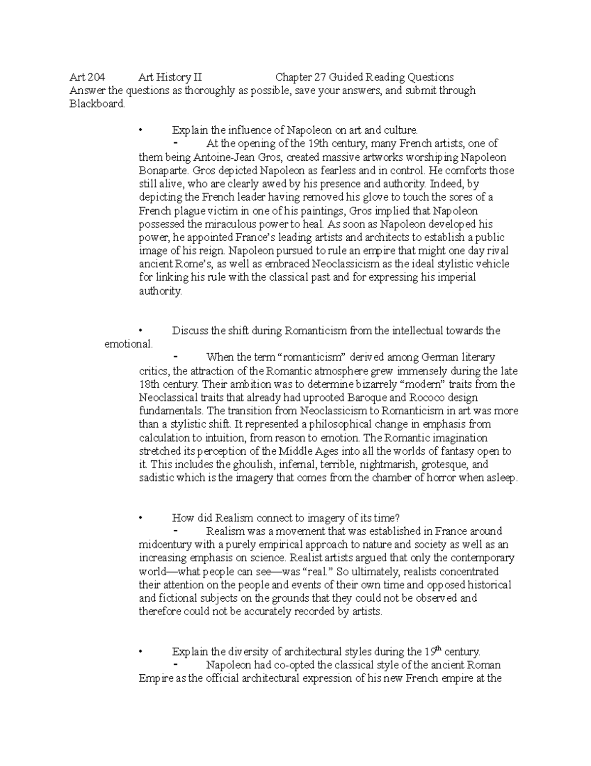 Art 204Art History IIChapter 27 Guided Reading Questions - Art 204 Art ...