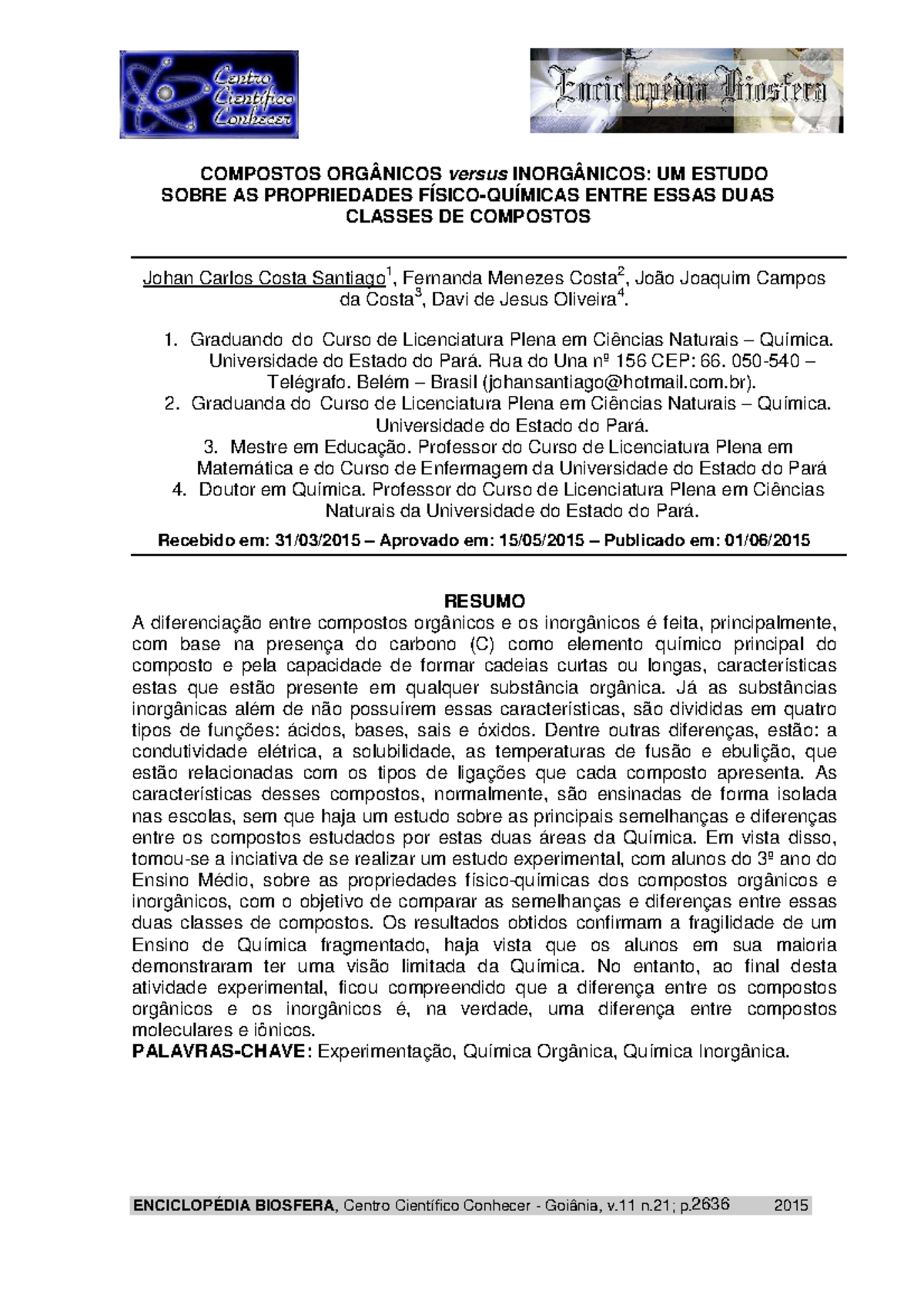 Compostos Organicos versus Inorganicos - COMPOSTOS ORGÂNICOS versus ...