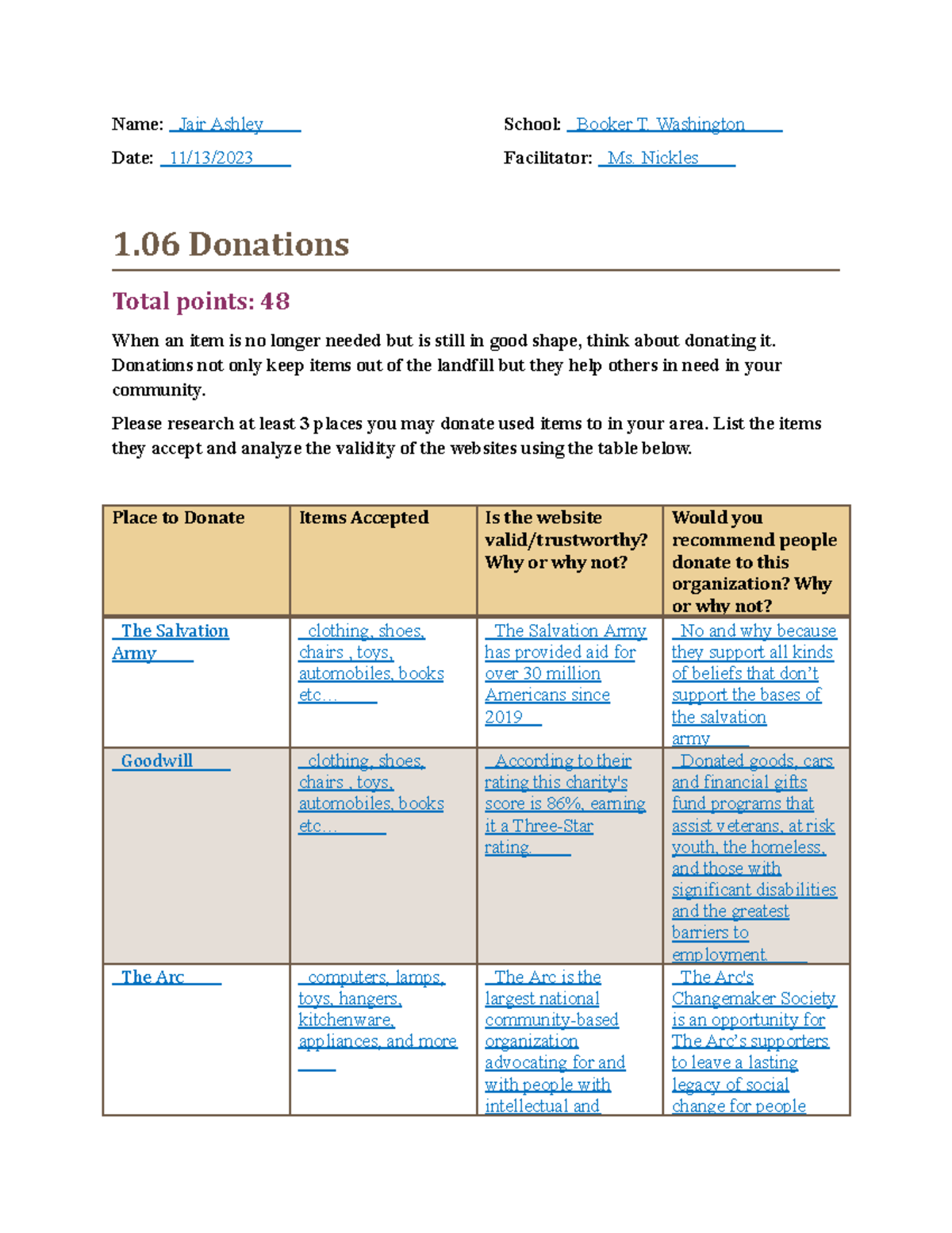 01-06 task - Health decision making - Name: Jair Ashley Date: 11/13 ...