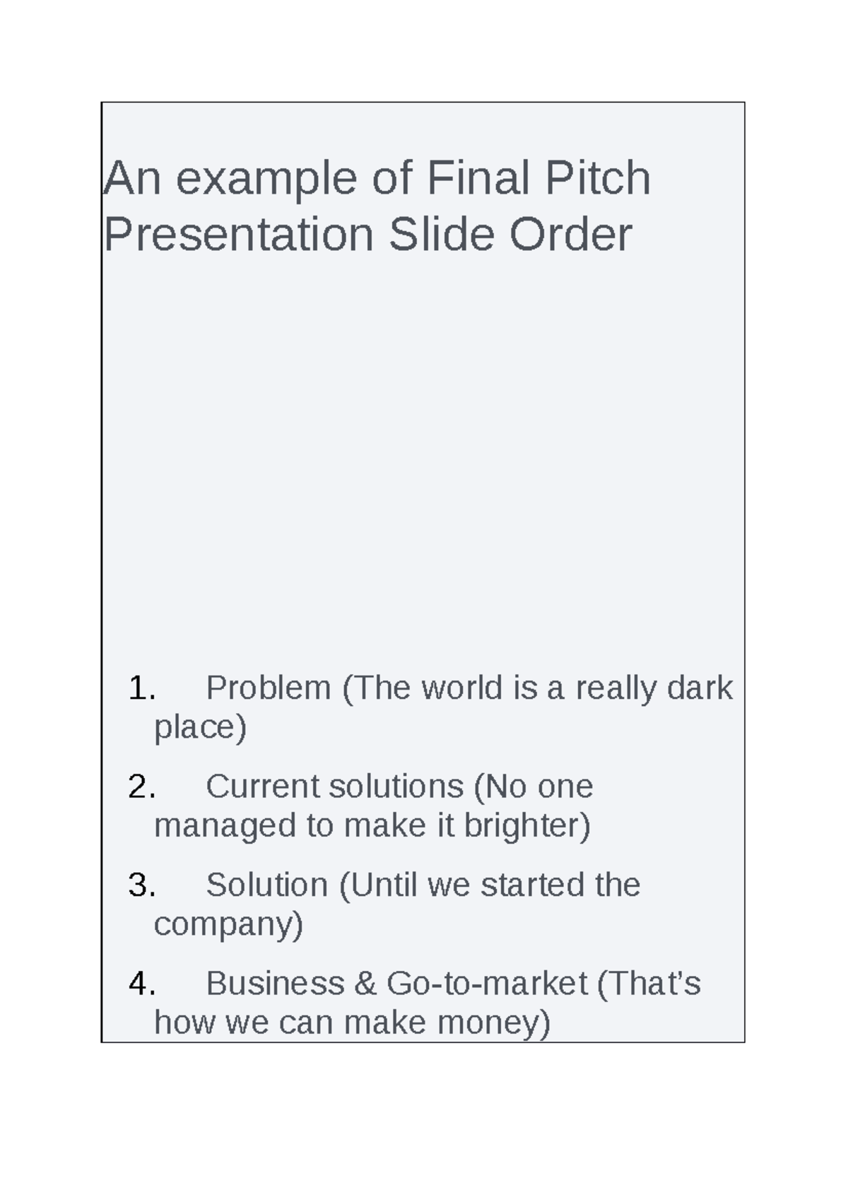 Notes-1 - ES: Final pitch presentation - An example of Final Pitch ...