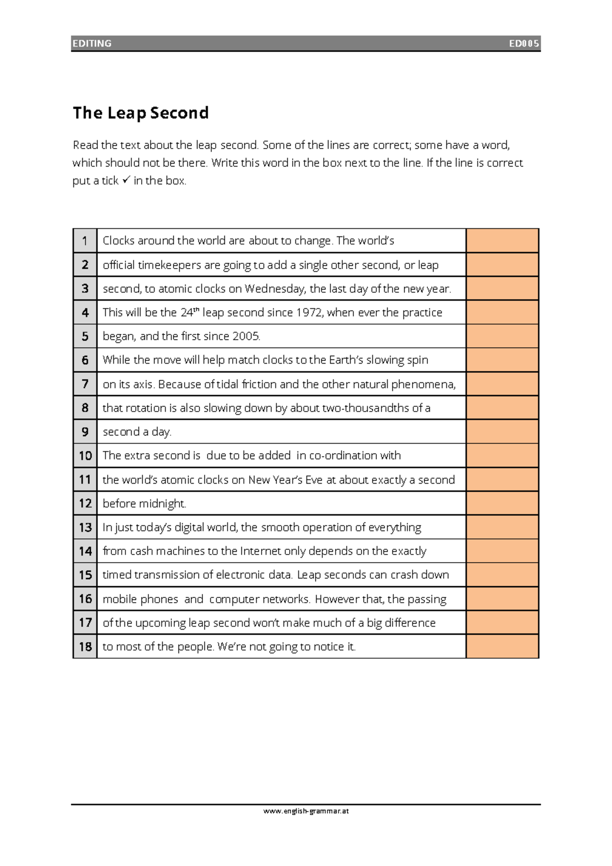 Ed005-leap-second - engl - EDITING ED english-grammar The Leap Second ...