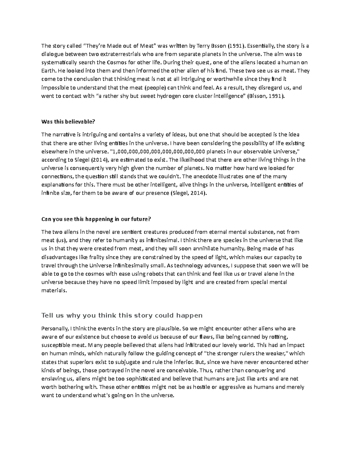 ENGL 1405 Discussion Forum UNIT 4 - The story called “They’re Made out ...